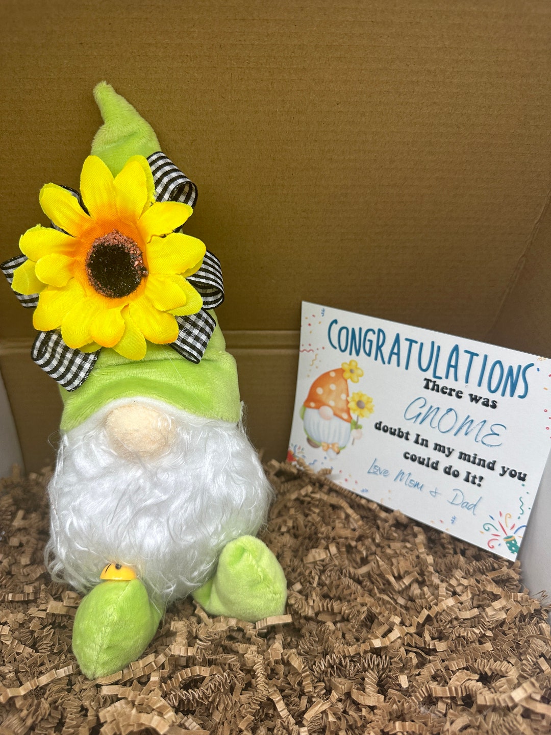 Congratulations Gift Basket for Women, Sunflower Gnome Gift Box, She ...