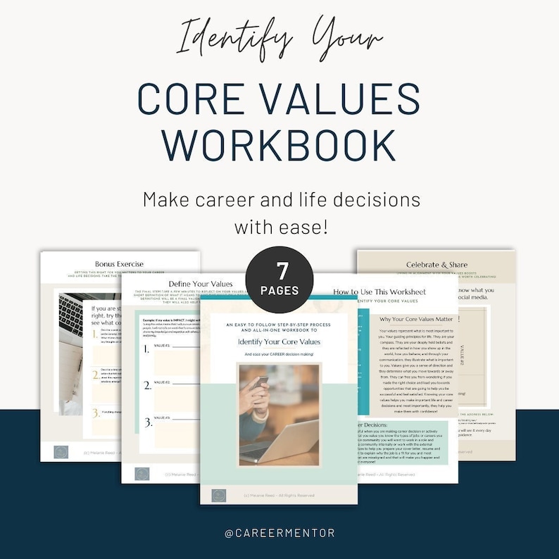 Identify Your Core Values Workbook - Etsy