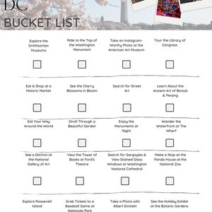 Washington DC Bucket List Printable | Travel Bucket List | Washington ...