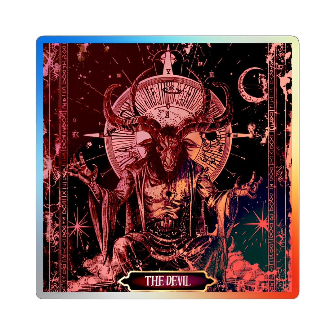 The Devil Tarot Card Holographic Die-cut Sticker, Water Bottle ...
