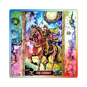 The Chariot Tarot Card Holographic Die-cut Sticker, Water Bottle ...