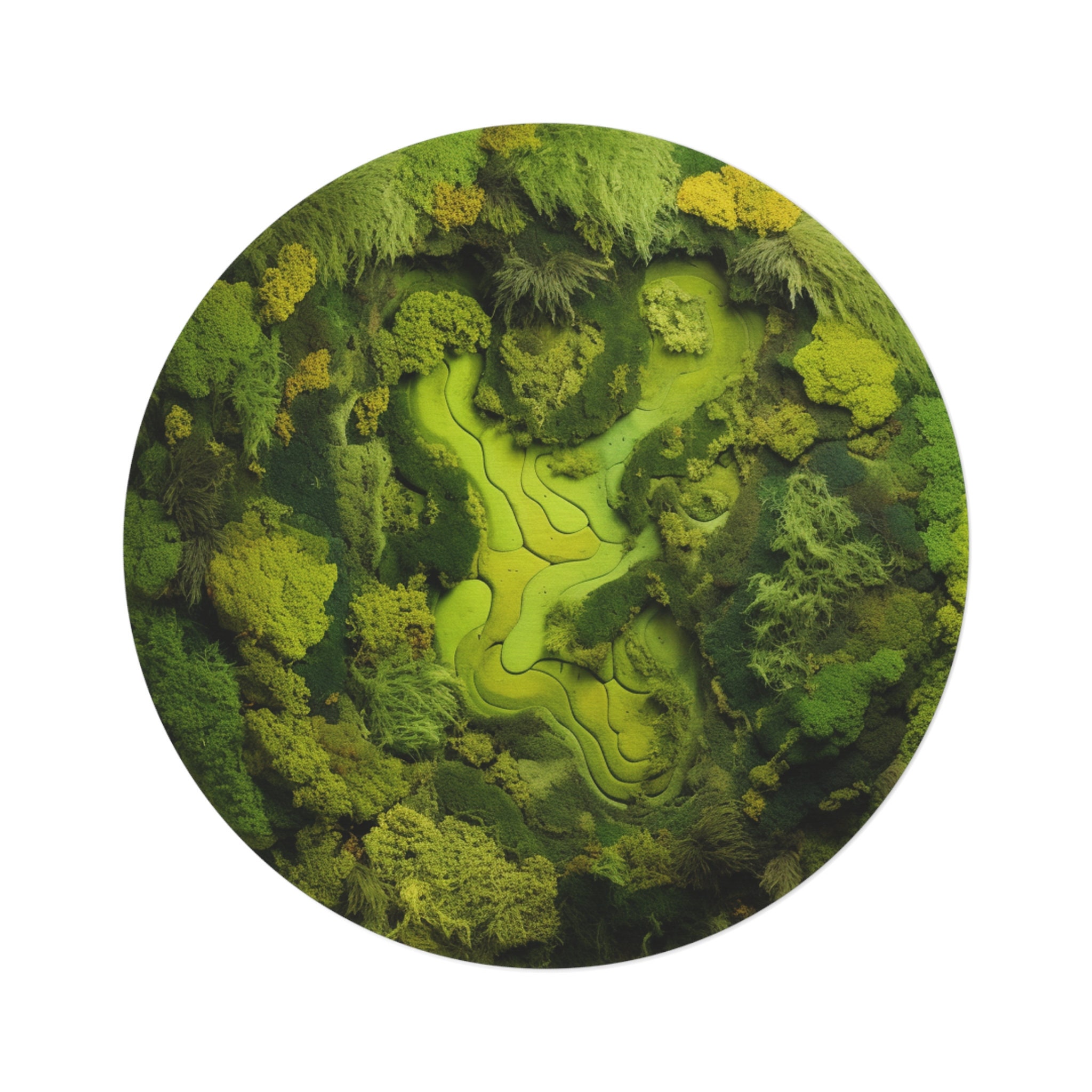 Moss Rug Printed Natural Look Moss Round Rug Nature Lover - Etsy UK