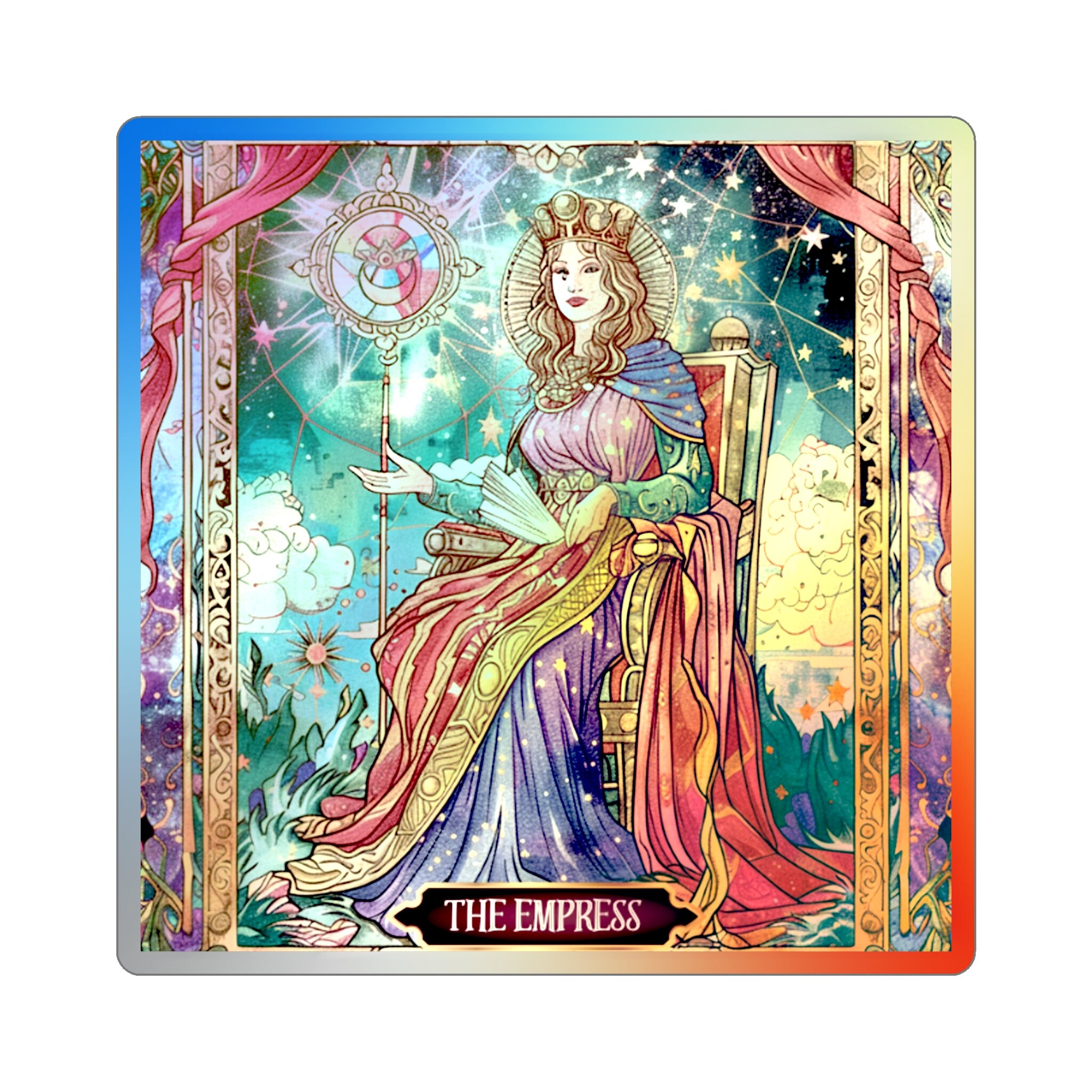 The Empress Tarot Card Holographic Die-cut Sticker, Water Bottle ...