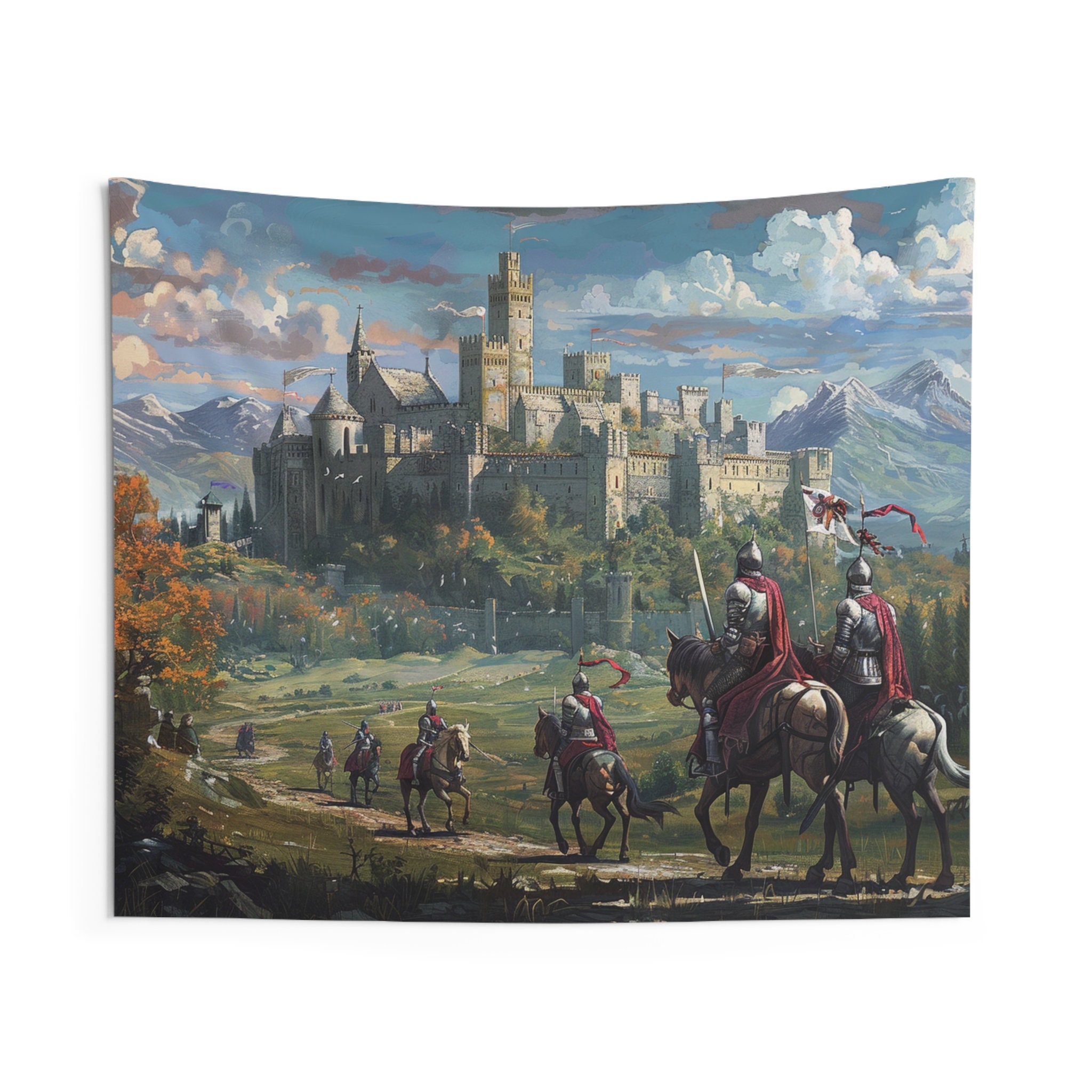 Medieval Tapestry, Knights Landscape Vintage Design, Wall Art Gift - Etsy