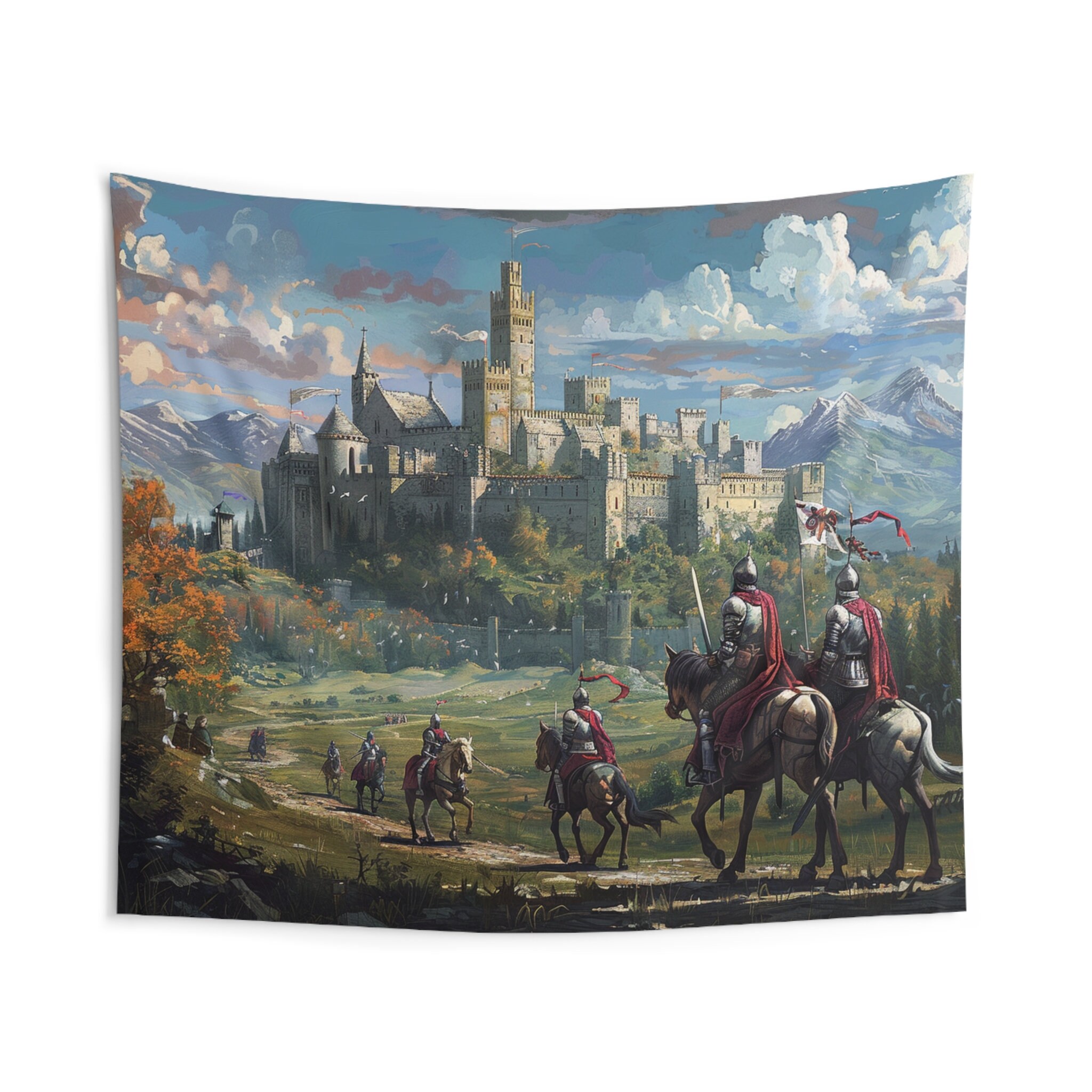 Medieval Tapestry, Knights Landscape Vintage Design, Wall Art Gift - Etsy