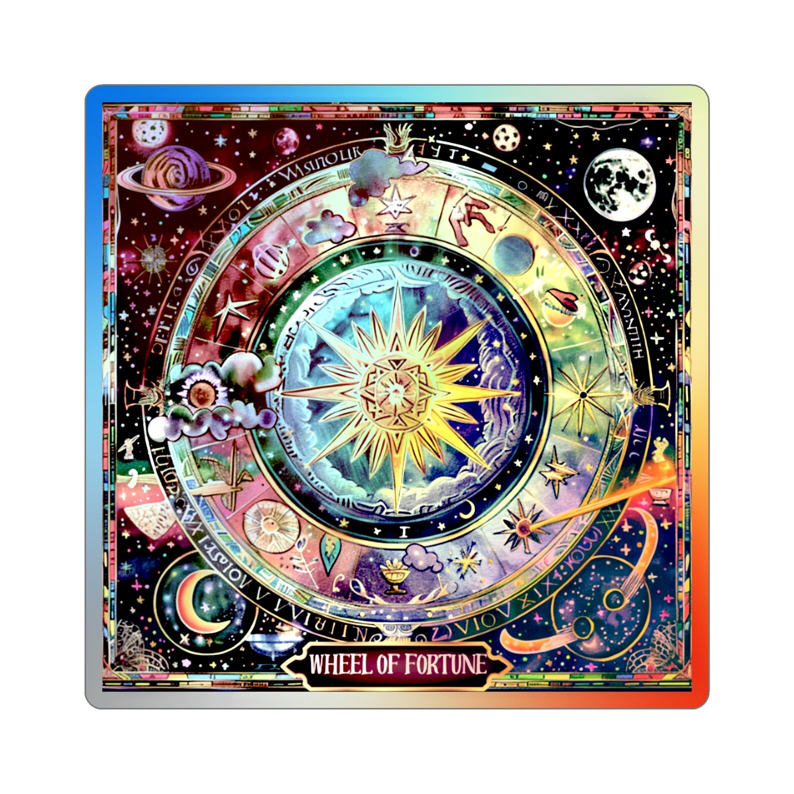 Wheel of Fortune Tarot Card Holographic Die-cut Sticker, Water Bottle ...