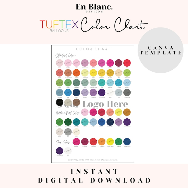 Tuftex Balloons Color Chart - Customizable Canva Template - Balloons ...