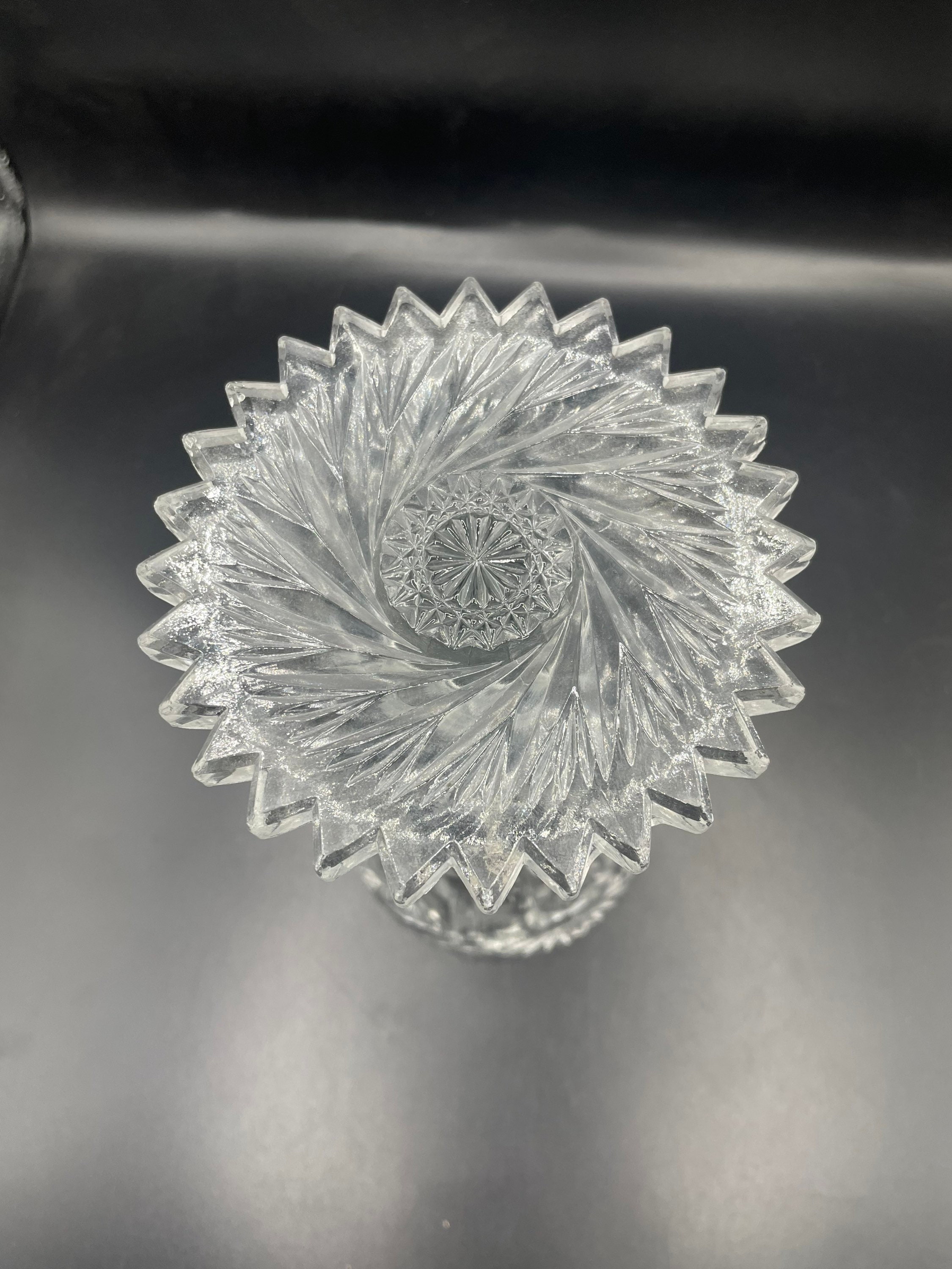 Vintage Imperial EAPG Pressed Glass Clear Vase Rose Marie Pattern circa ...