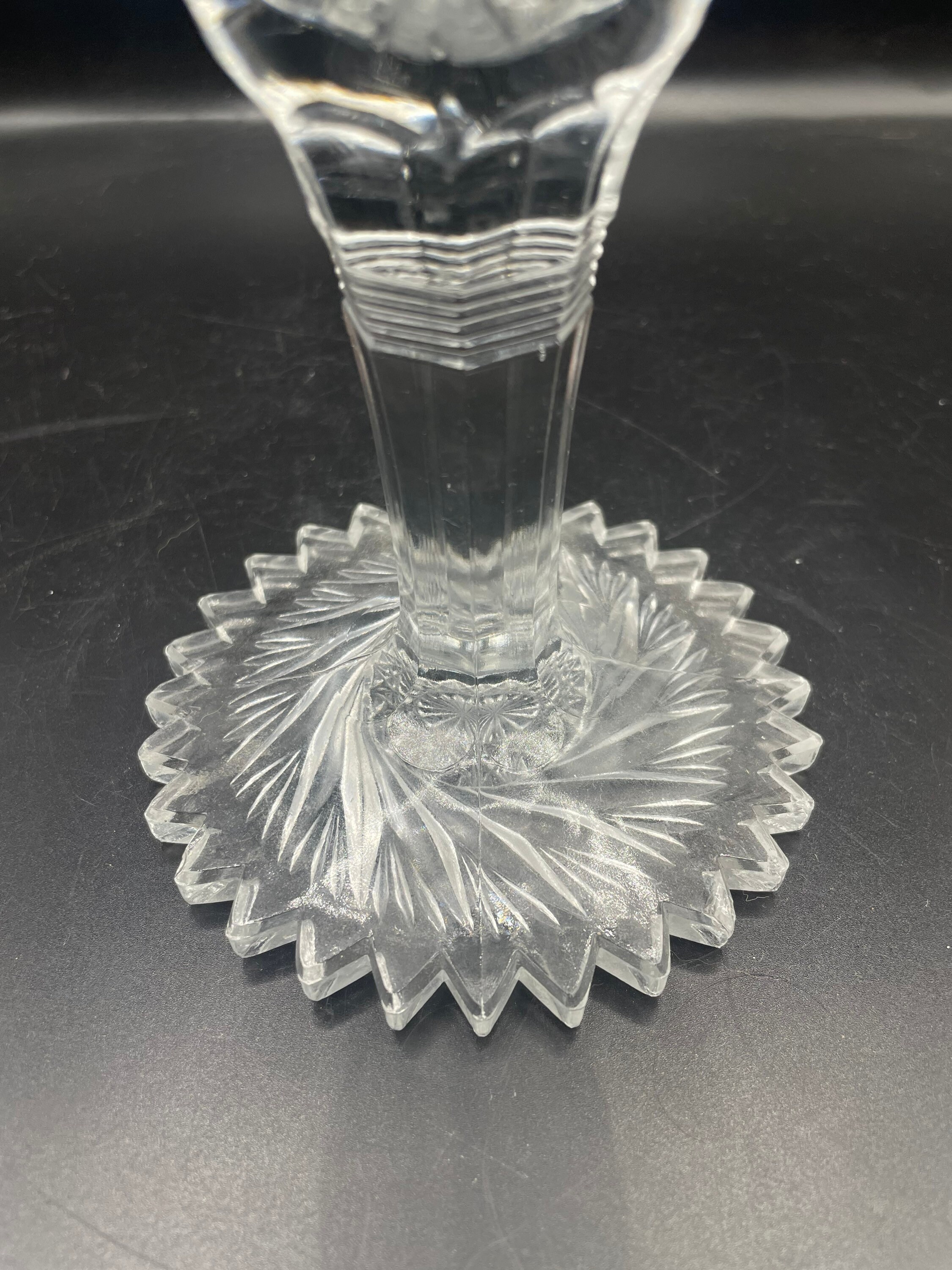 Vintage Imperial EAPG Pressed Glass Clear Vase Rose Marie Pattern circa ...