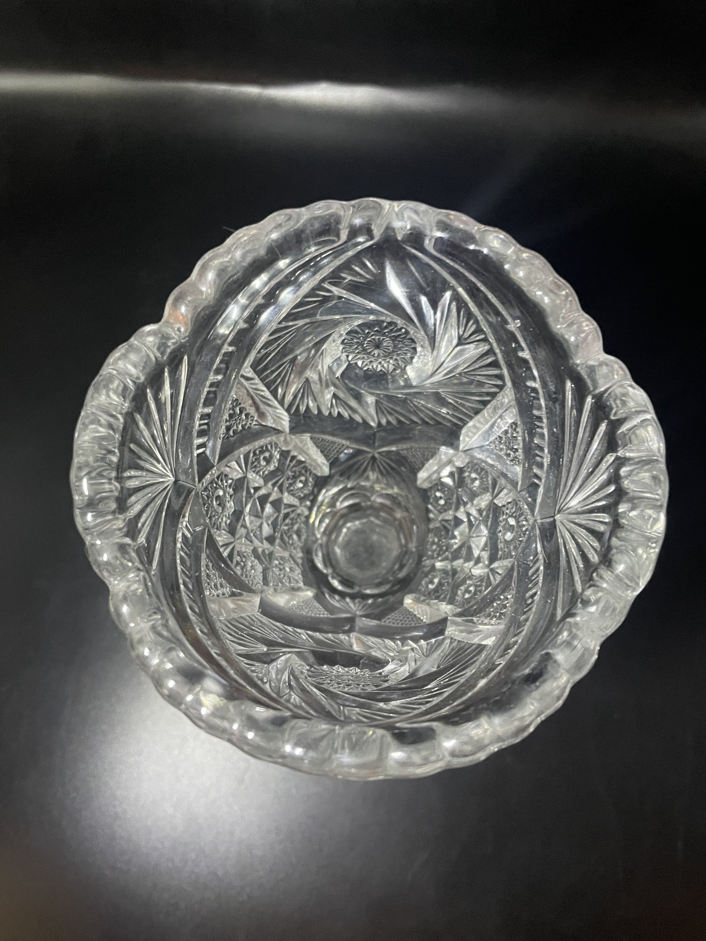 Vintage Imperial EAPG Pressed Glass Clear Vase Rose Marie Pattern circa ...