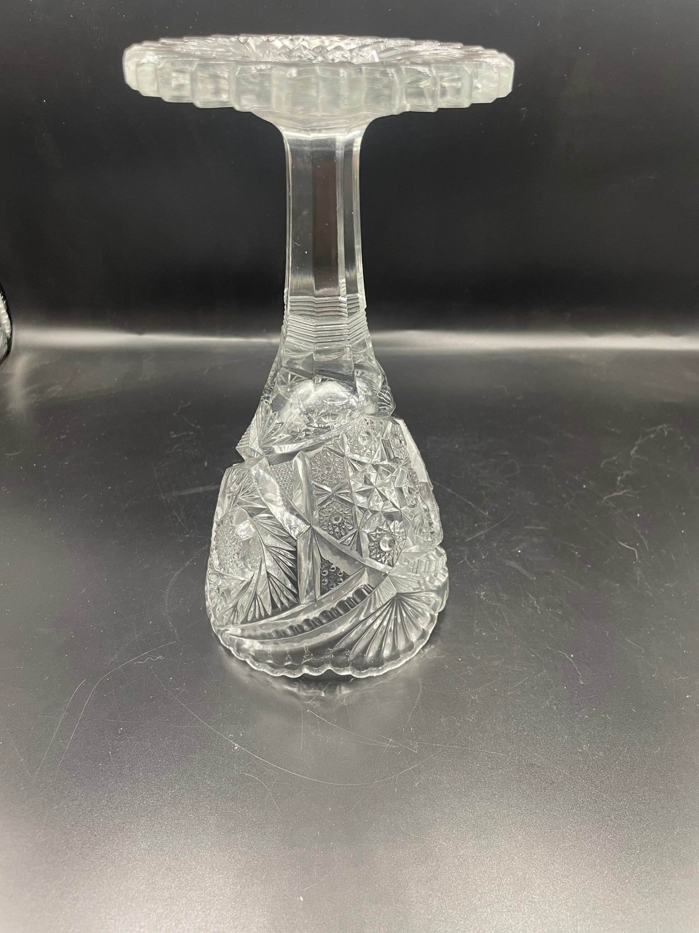 Vintage Imperial EAPG Pressed Glass Clear Vase Rose Marie Pattern circa ...