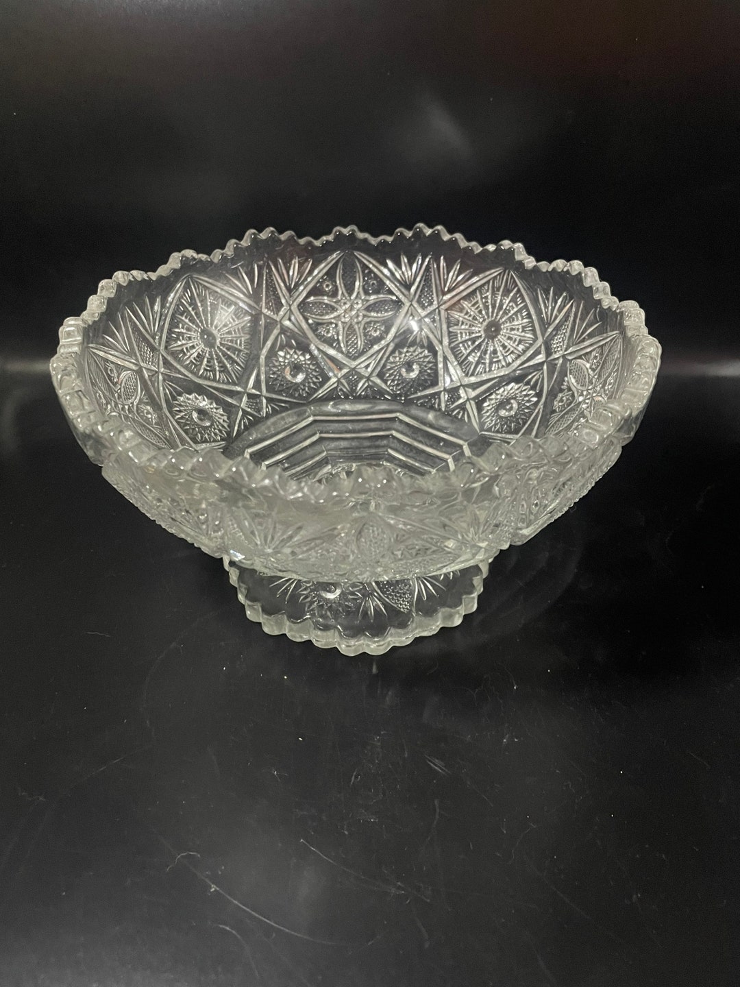 Vintage Imperial Glass EAPG Compote/ Footed Bowl Fancy Flowers Circa ...