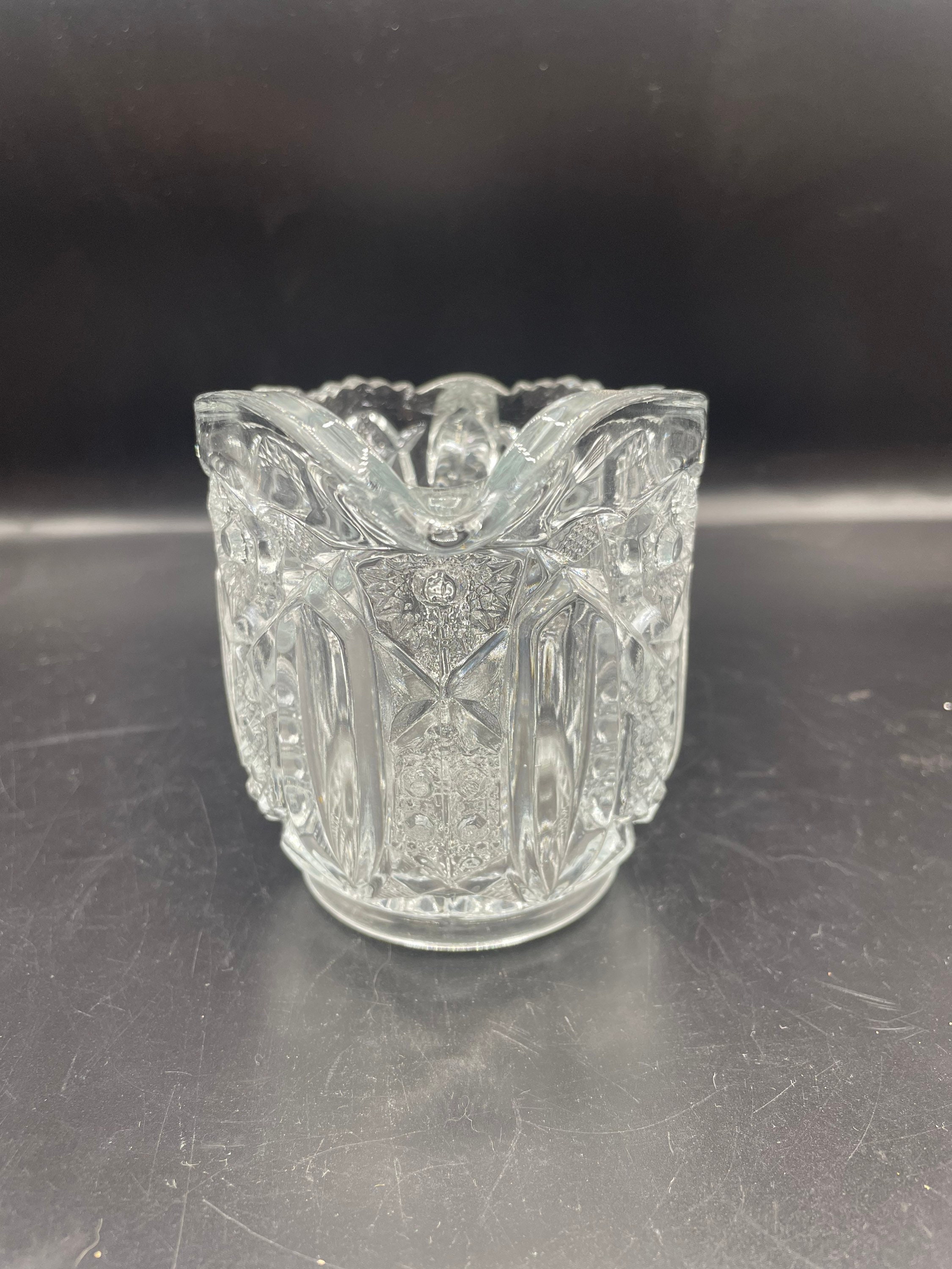 Vintage L.E Smith Cut Glass EAPG Crystal Clear quintec Pattern Creamer ...
