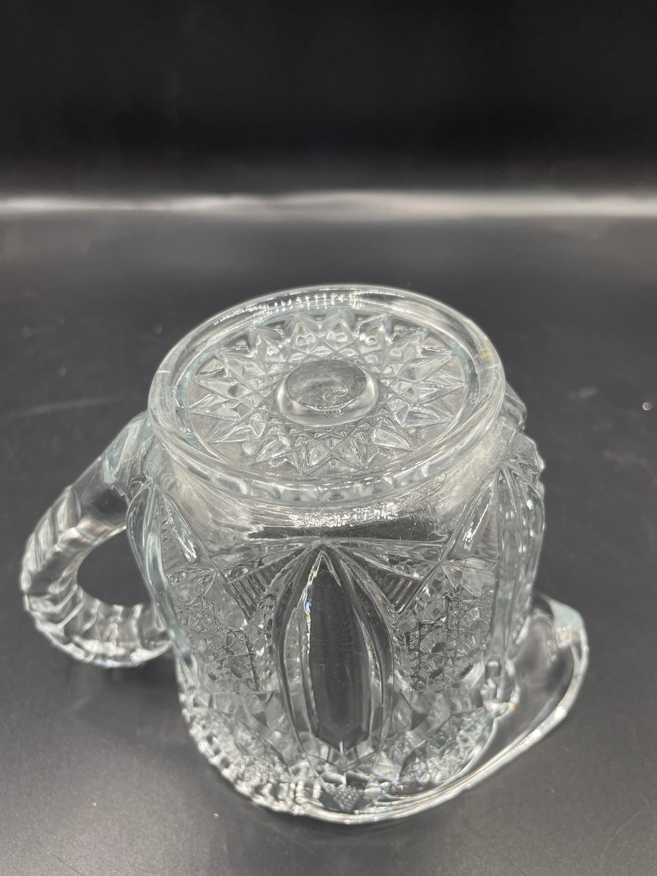 Vintage L.E Smith Cut Glass EAPG Crystal Clear quintec Pattern Creamer ...
