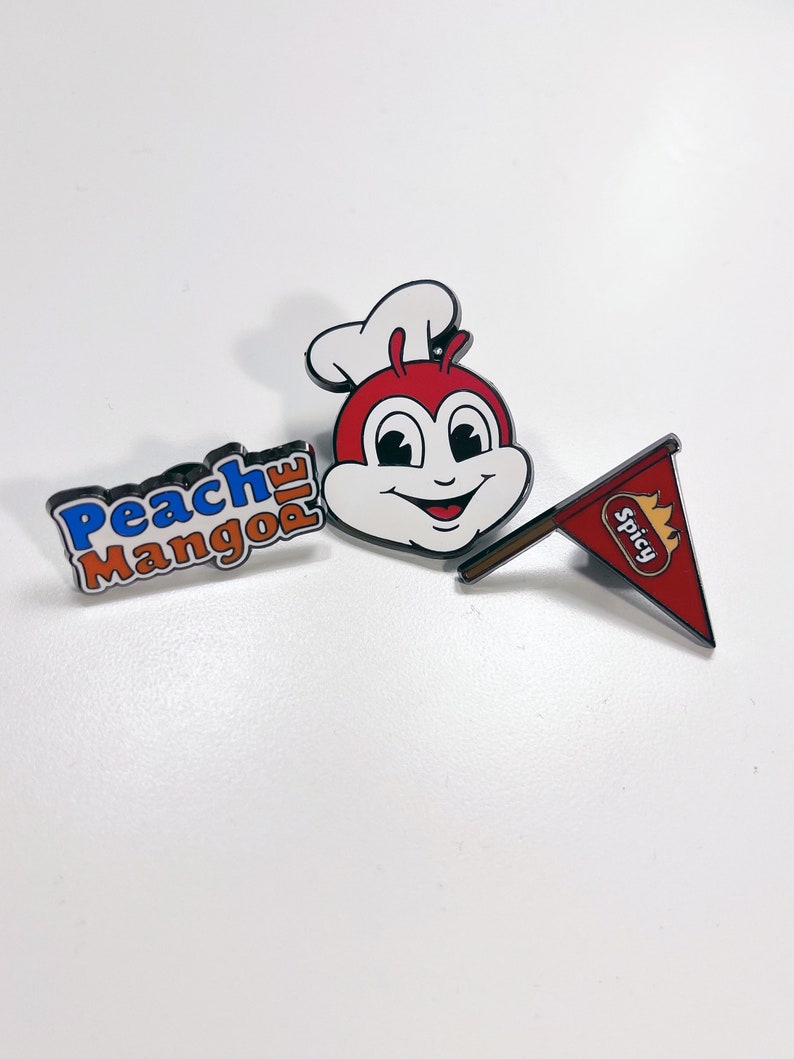 Jollibee Enamel Pin Set, Peach Mango Pie, Spicy Flag, Filipino Pins ...