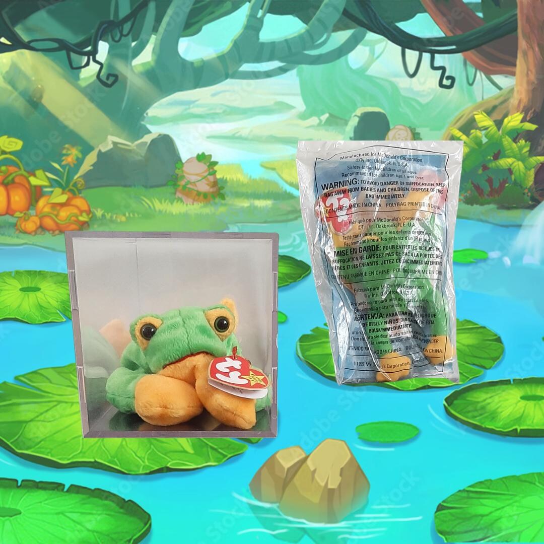 Original Vintage Retired Rare Smoochy the Frog Small and Big Beanie ...