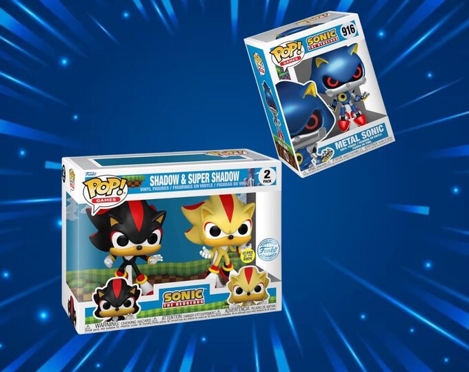 Sonic the Hedgehog Set Funko Pop Shadow and Super Shadow, Also Metal ...