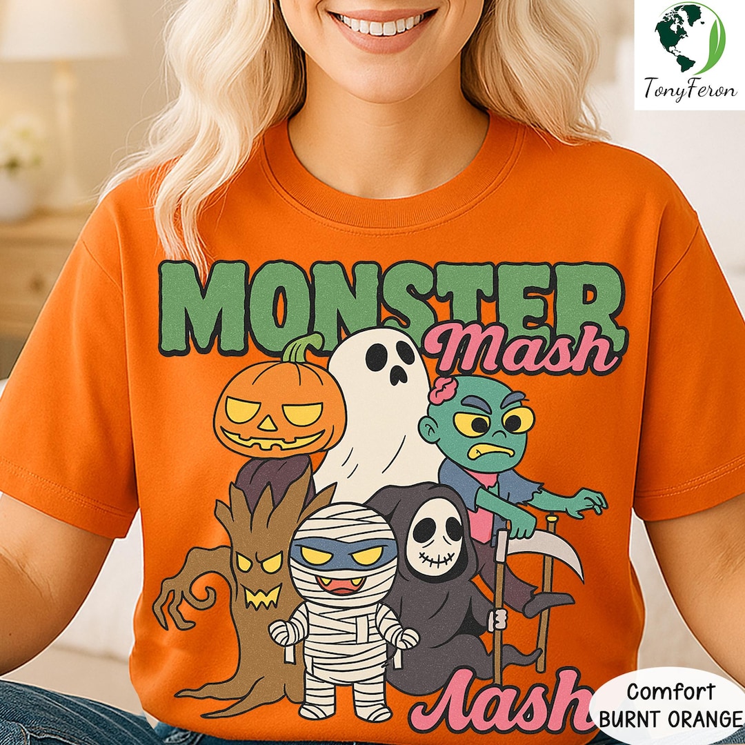 Monster Mash Retro Halloween Shirt – Vintage Spooky Monsters Tee ...