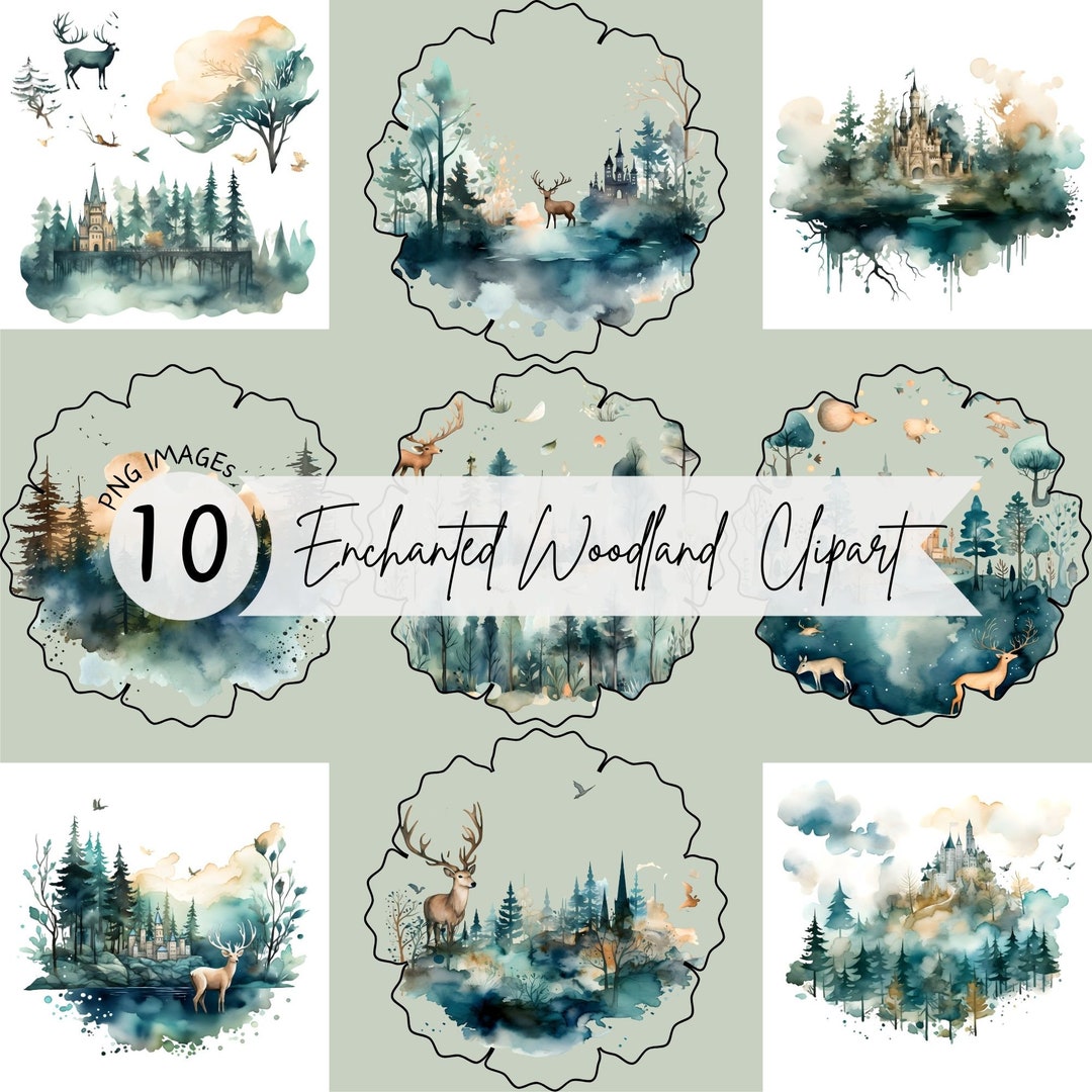Watercolor Enchanted Woodland Clipart, Commercial Use, Transparent PNG ...