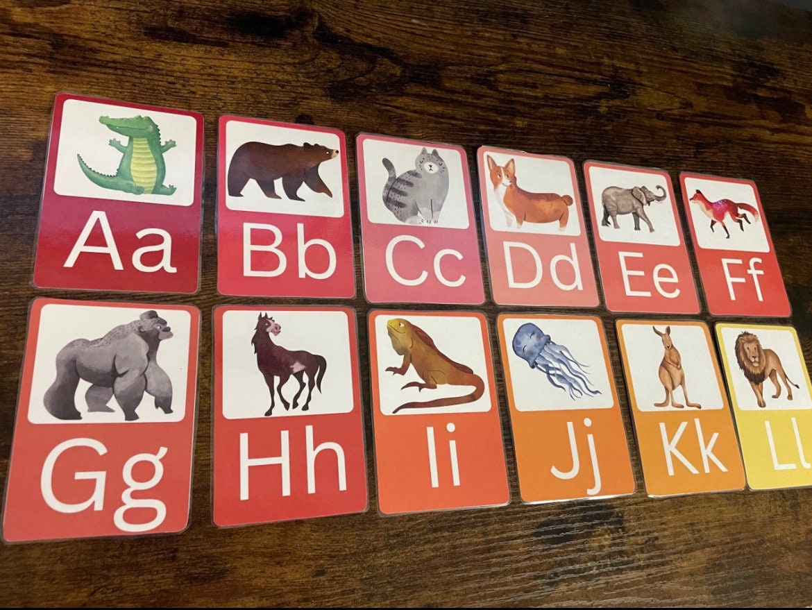 The Alphabet Flash Cards or Wall Decor, Animal Themed Abc Cards for ...