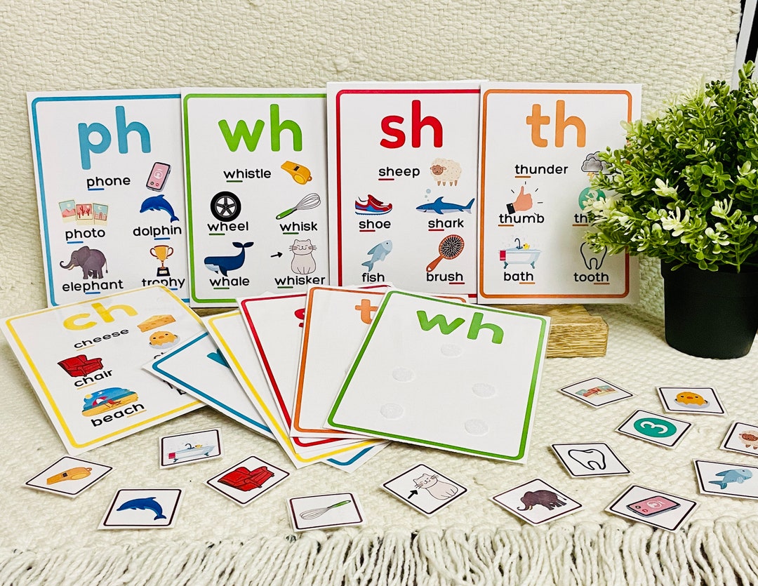 Consonant Matching Games for Kids, Learning "sh", "ch", "ph", "th", and ...