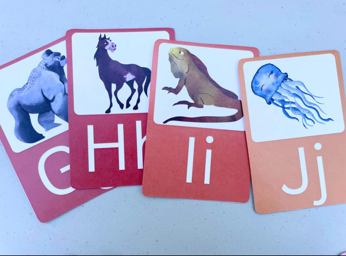 The Alphabet Flash Cards or Wall Decor, Animal Themed Abc Cards for ...