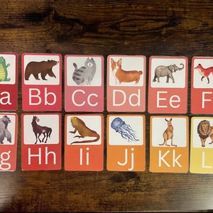 The Alphabet Flash Cards or Wall Decor, Animal Themed Abc Cards for ...