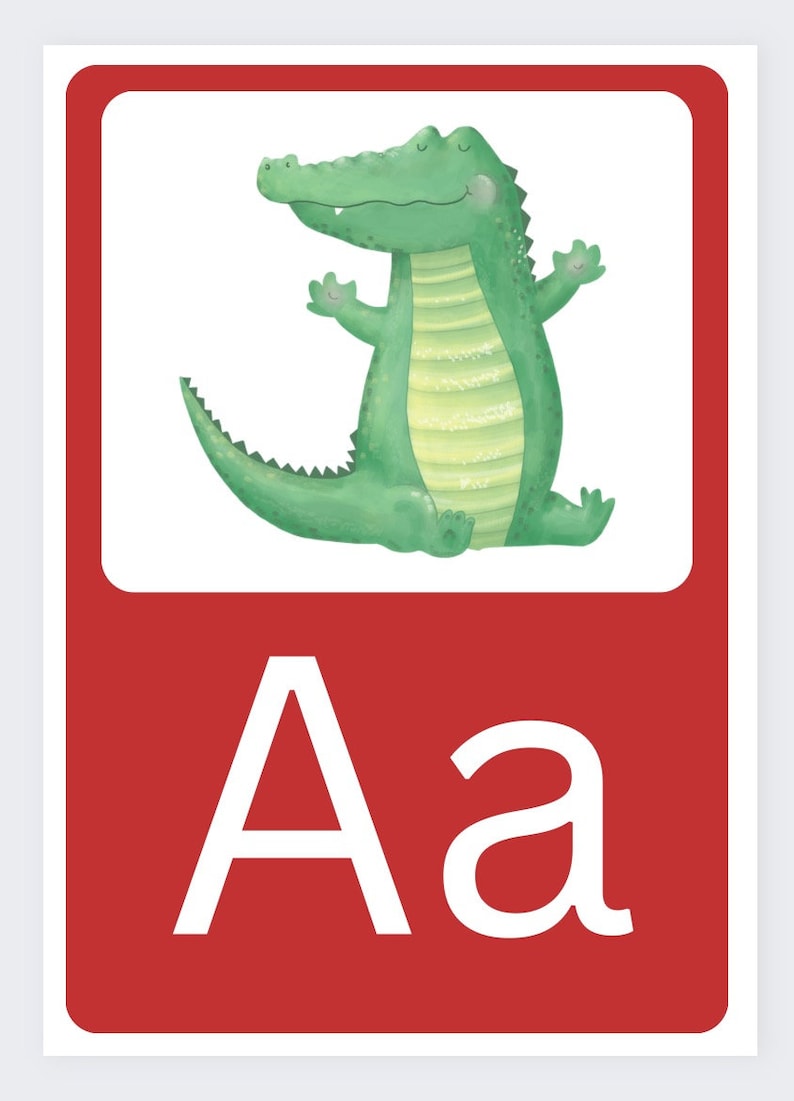 The Alphabet Flash Cards or Wall Decor, Animal Themed Abc Cards for ...