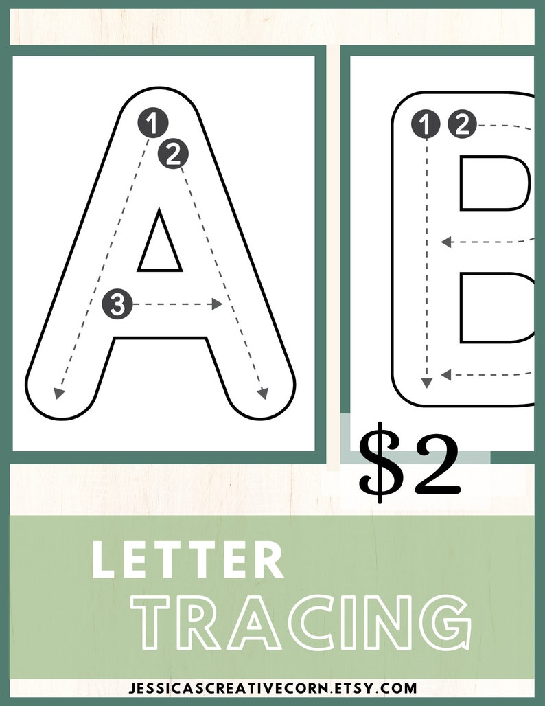 Alphabet Tracing Cards, Upper and Lowercase Letters, Printable ...