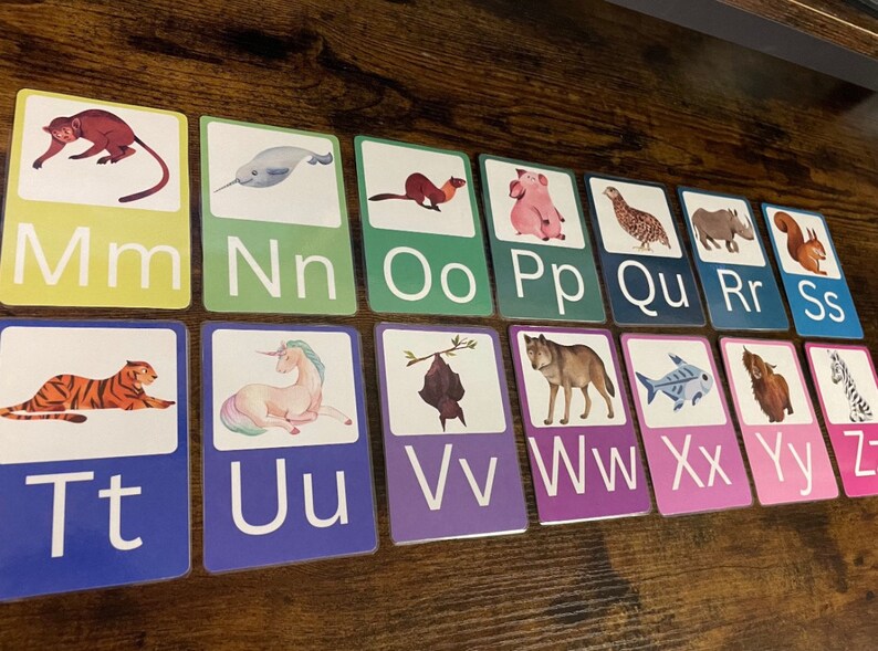 The Alphabet Flash Cards or Wall Decor, Animal Themed Abc Cards for ...
