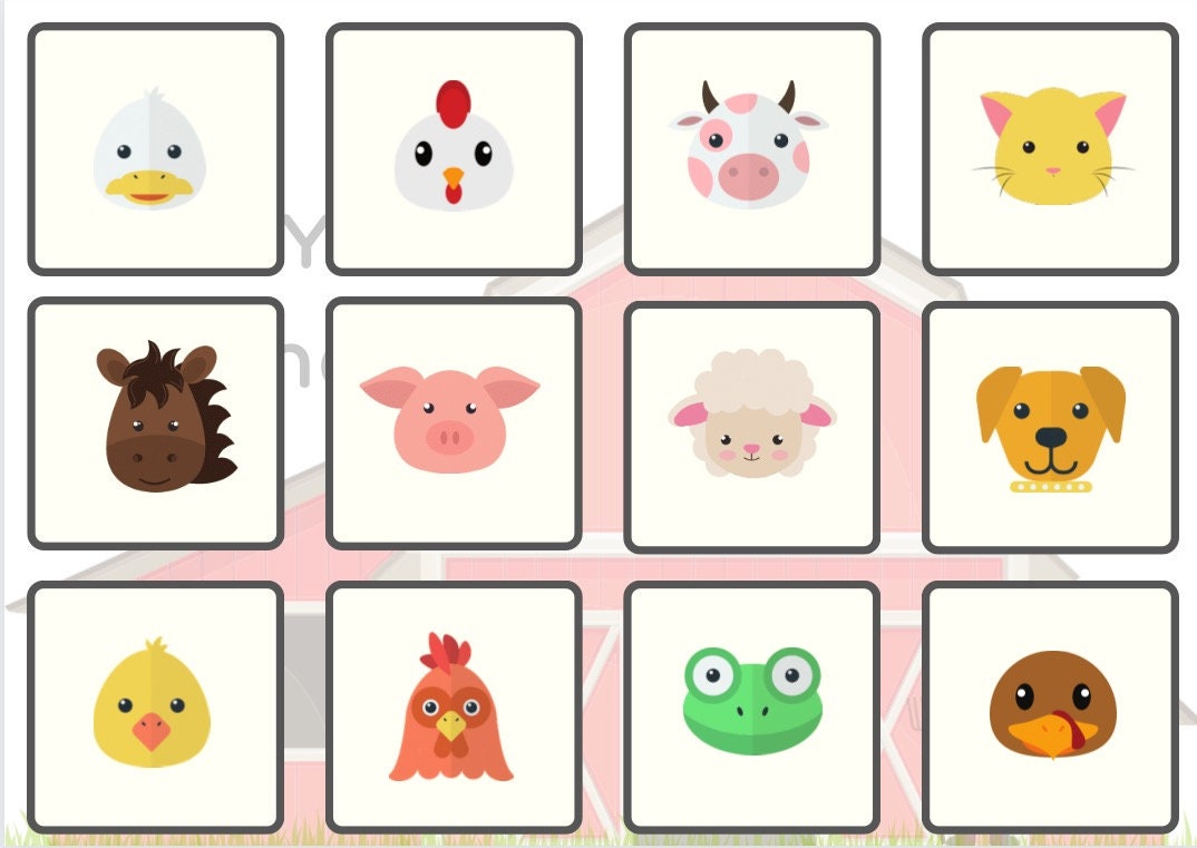 Animal Matching Game to Help Kids With Their Memory, Match Picture to ...