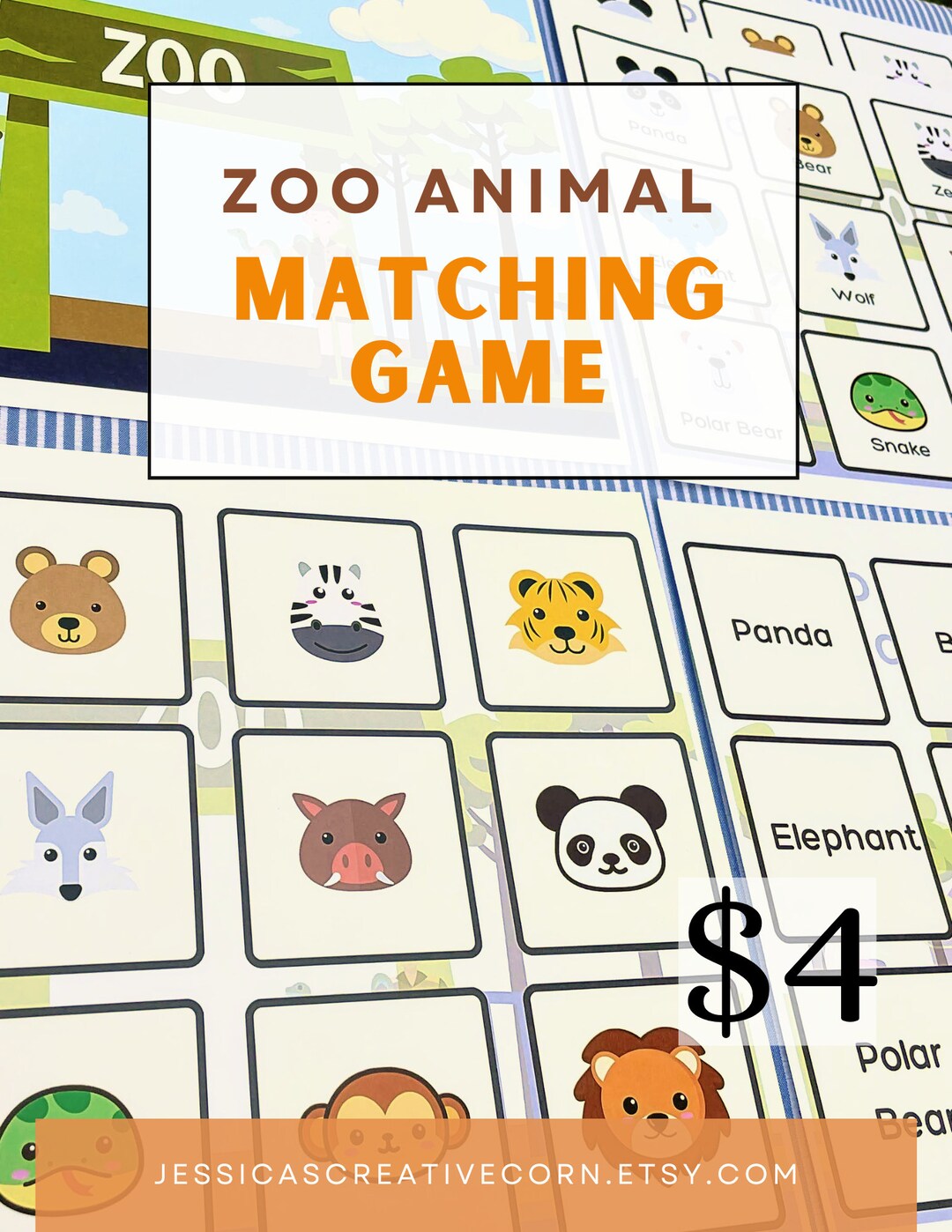 Animal Matching Game to Help Kids With Their Memory, Match Picture to ...