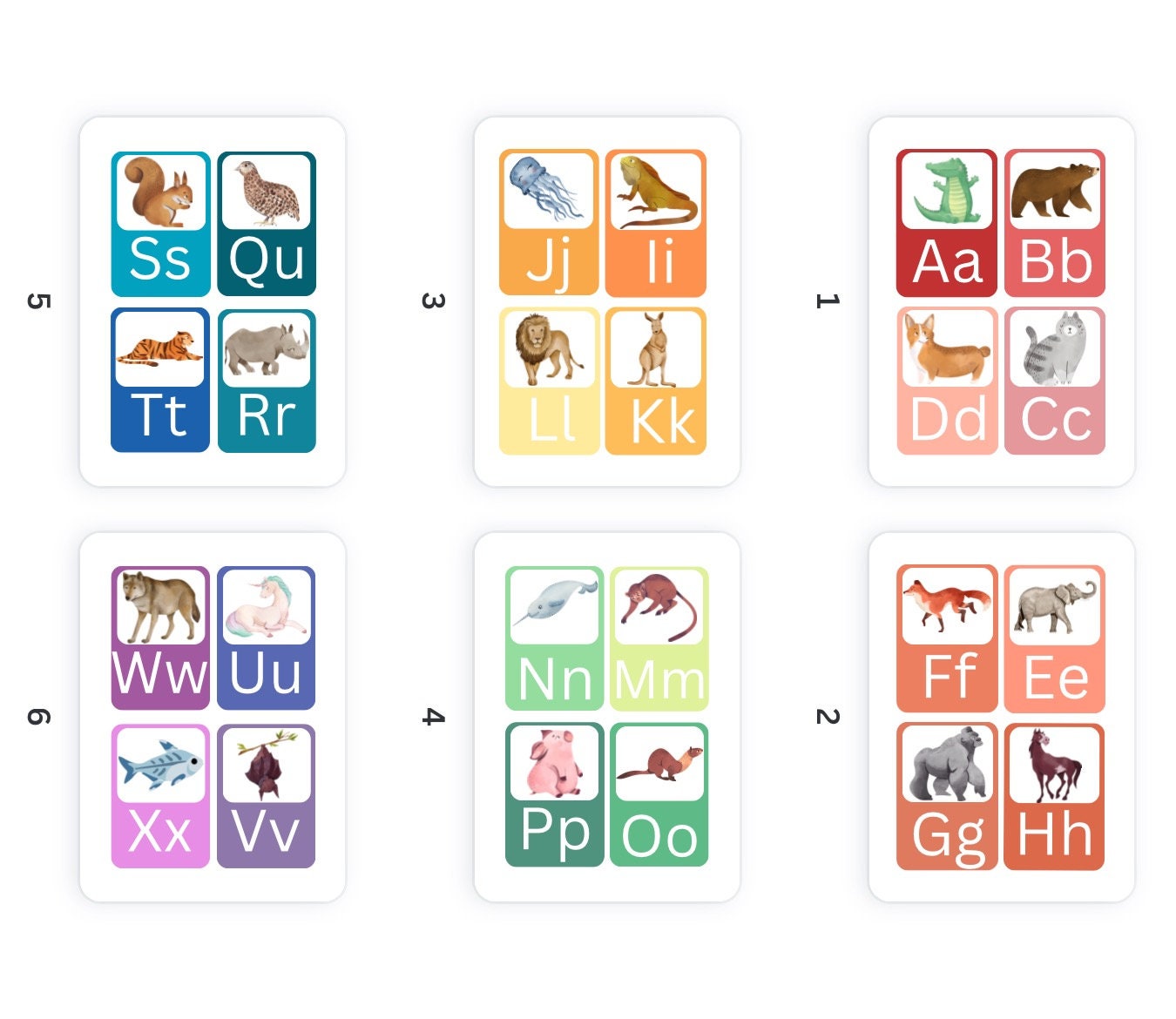The Alphabet Flash Cards or Wall Decor, Animal Themed Abc Cards for ...