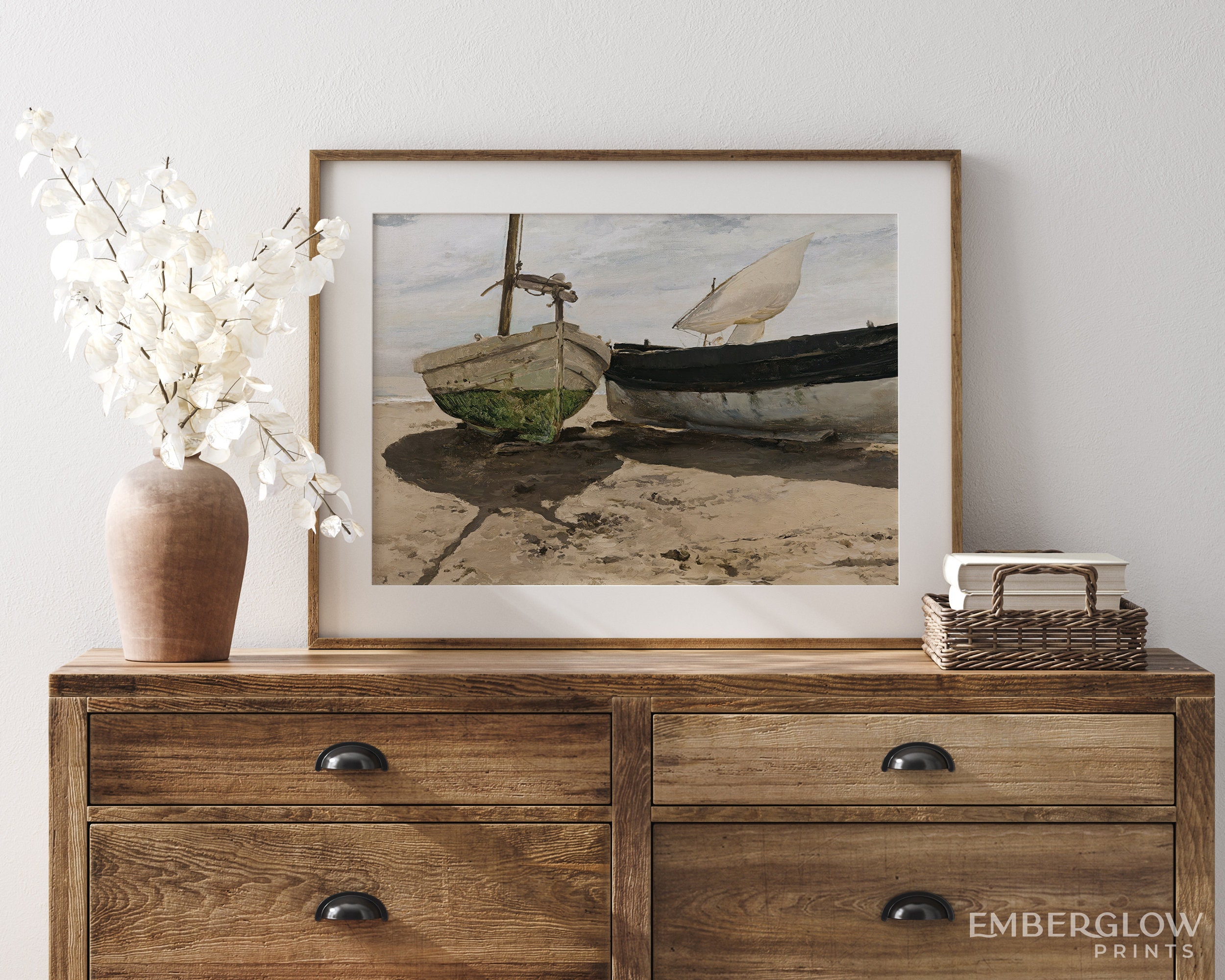 Old Rustic Sail Boats Ashore / Vintage Beach Coastal Seascape - Etsy