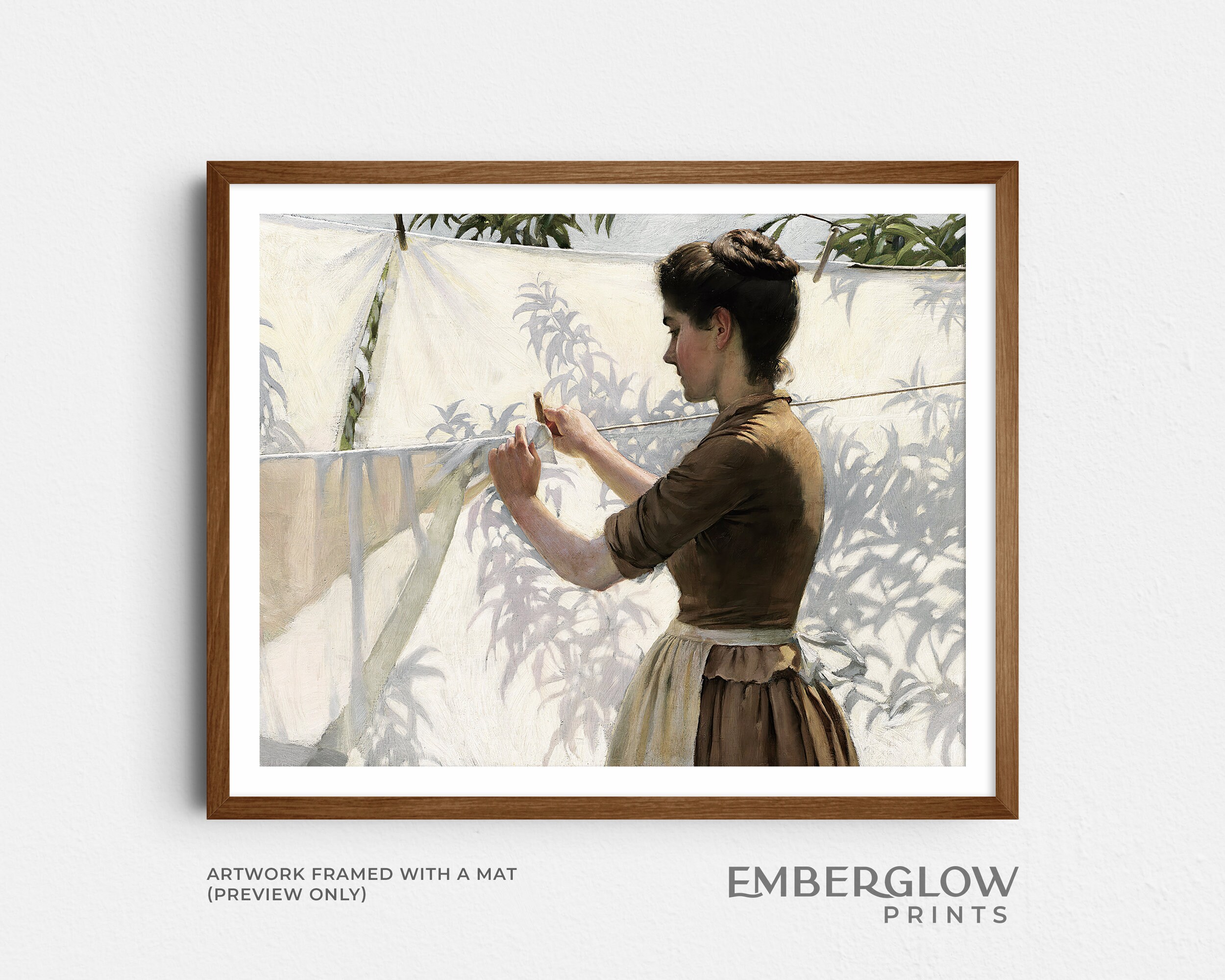 Laundry Day / Linen Clothesline Decor / Vintage Portrait / Woman ...