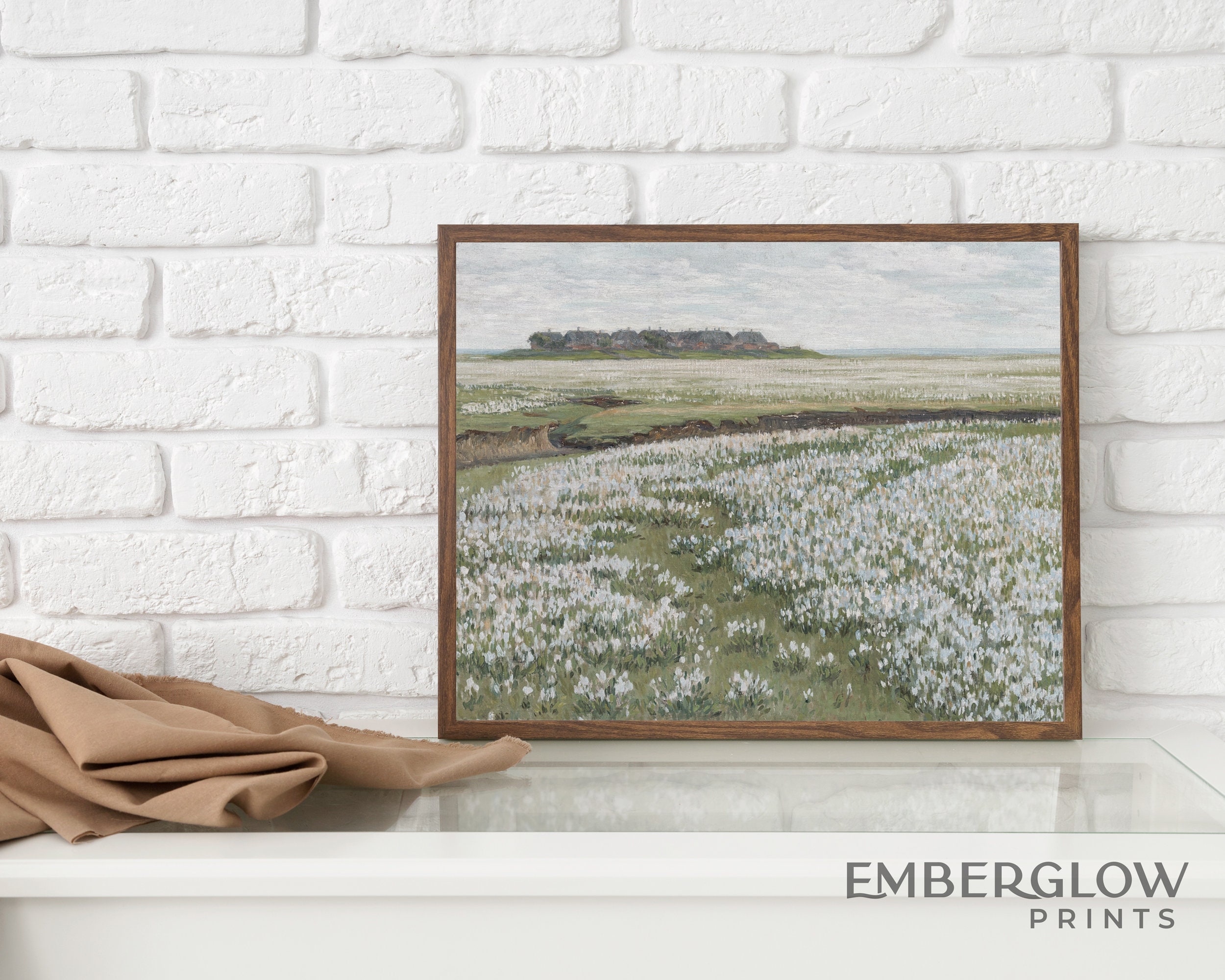 White Flower Meadow / Rustic Country Landscape Decor / Vintage - Etsy