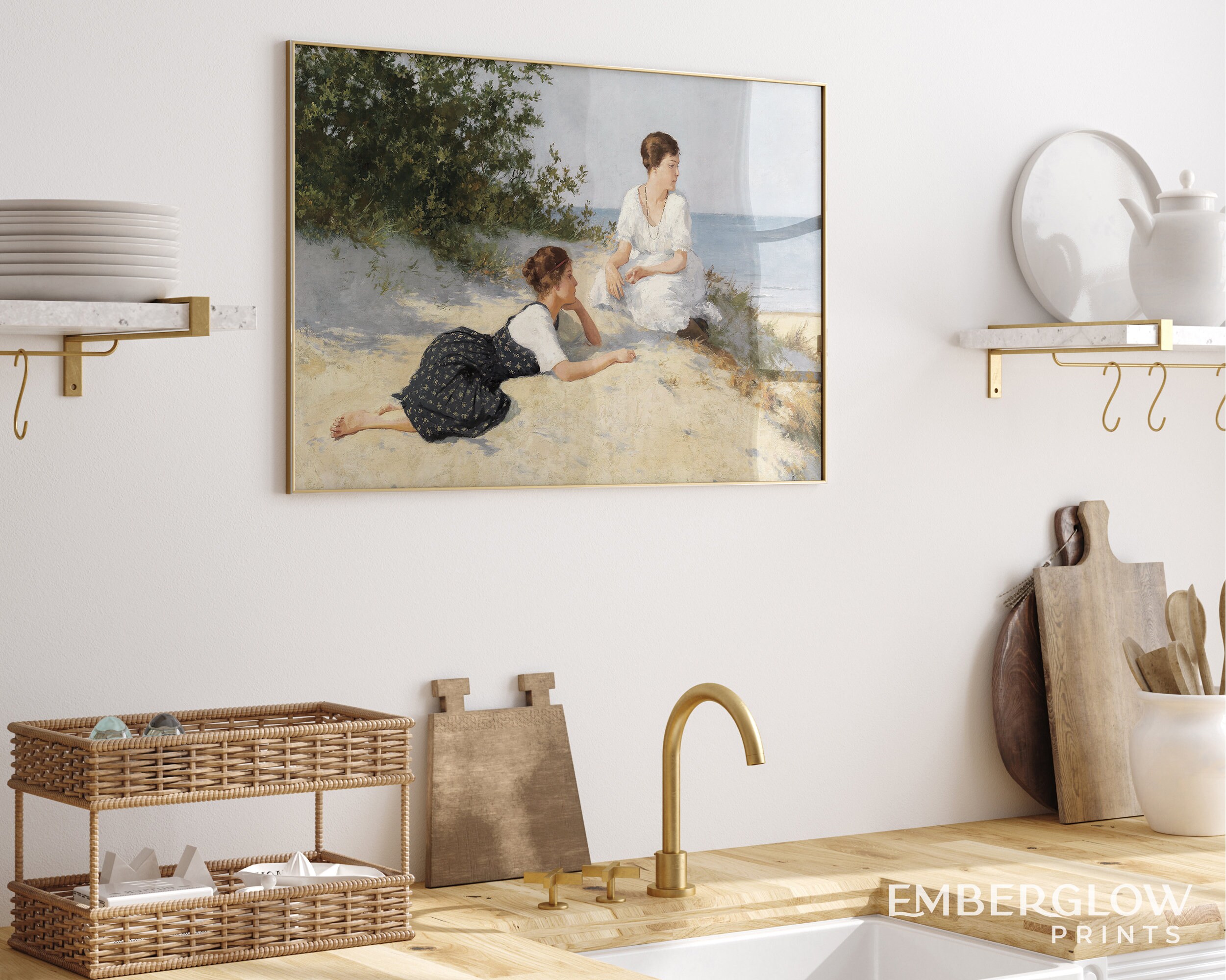 Sand Dunes Beach Day / Airy Coastal Seaside Ocean Decor / Antique ...