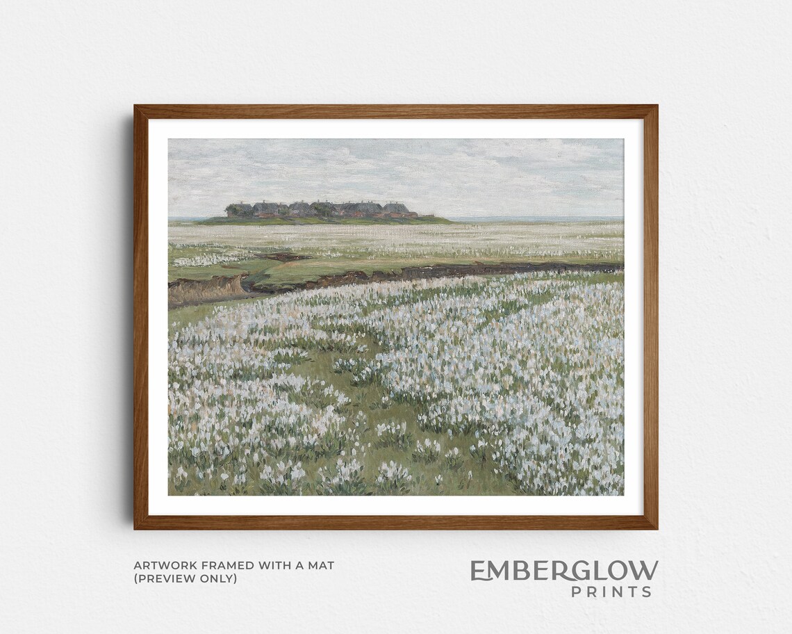 White Flower Meadow / Rustic Country Landscape Decor / Vintage - Etsy