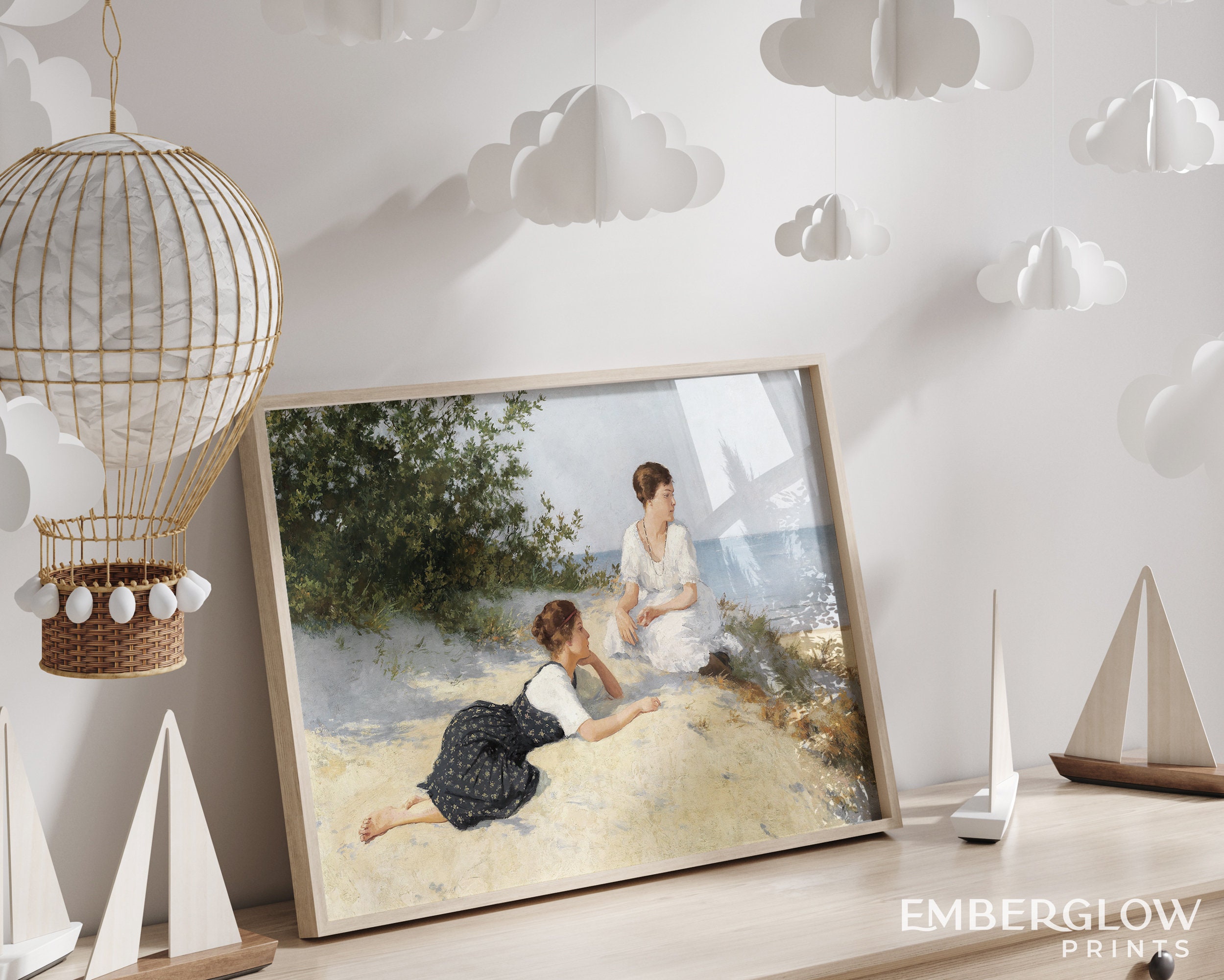 Sand Dunes Beach Day / Airy Coastal Seaside Ocean Decor / Antique ...