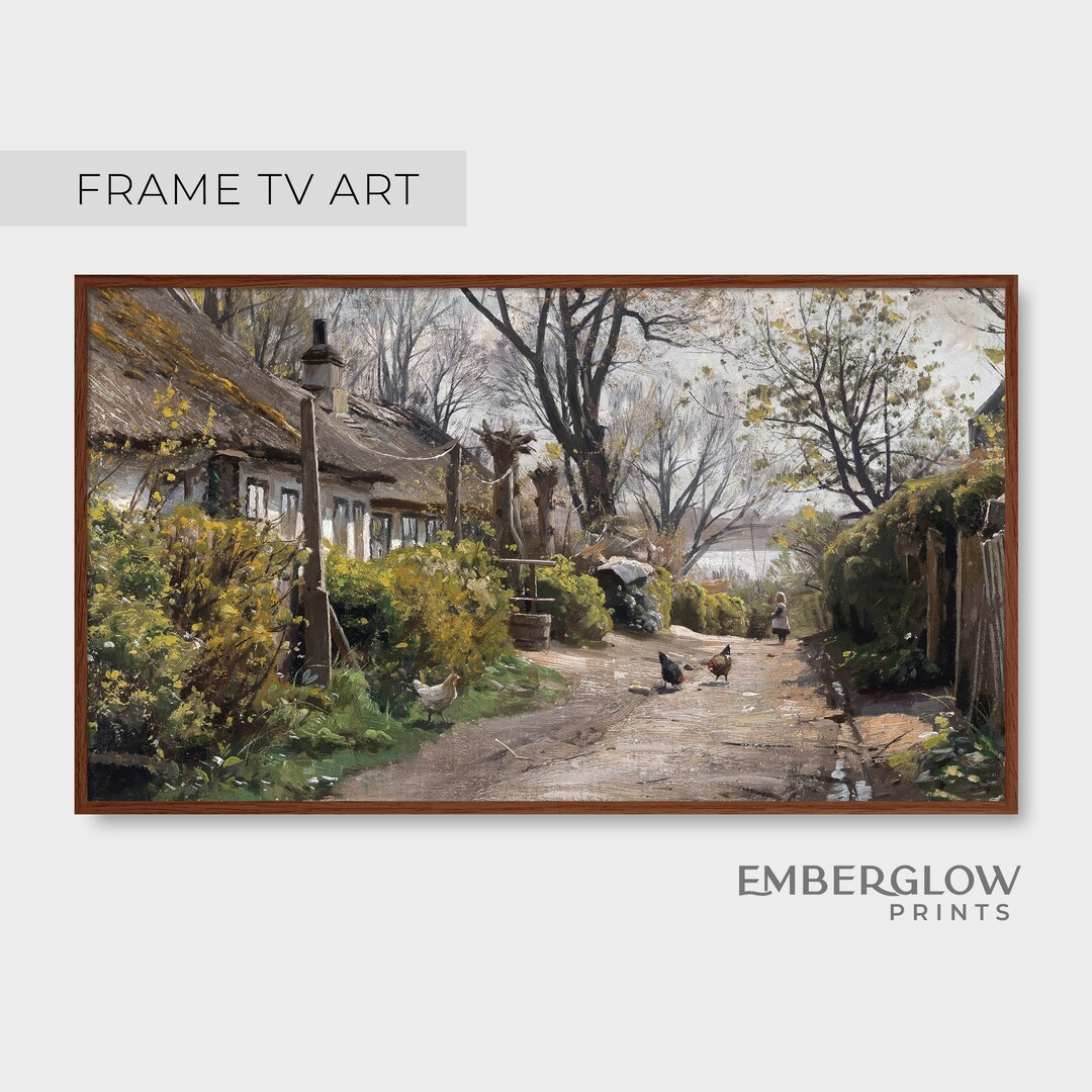 Frame TV Art / Rustic Moody Calm Farm Cottage Chickens Kitchen Decor ...