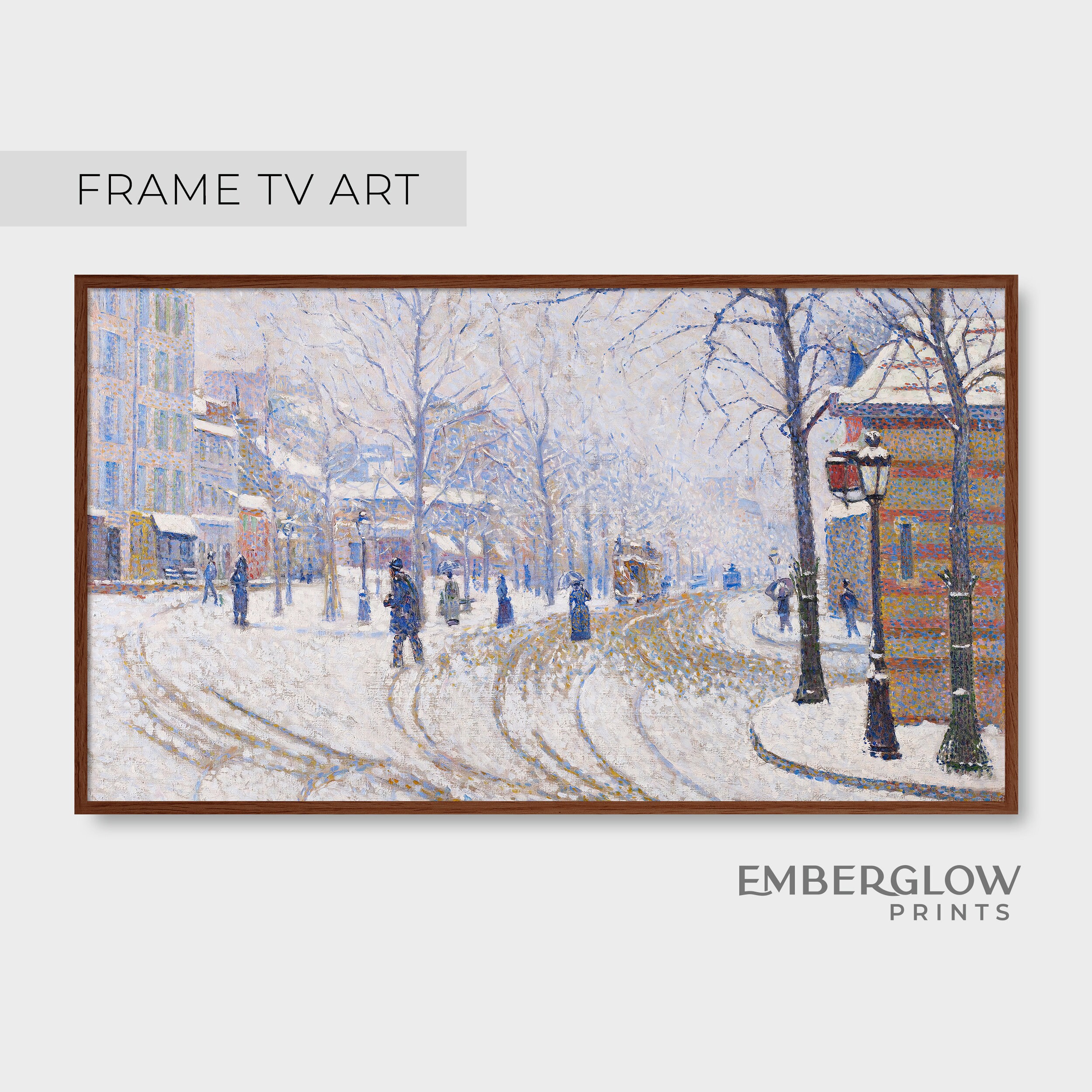 Frame TV Art / Winter Snow French Paris Urban City Decor / Vintage ...
