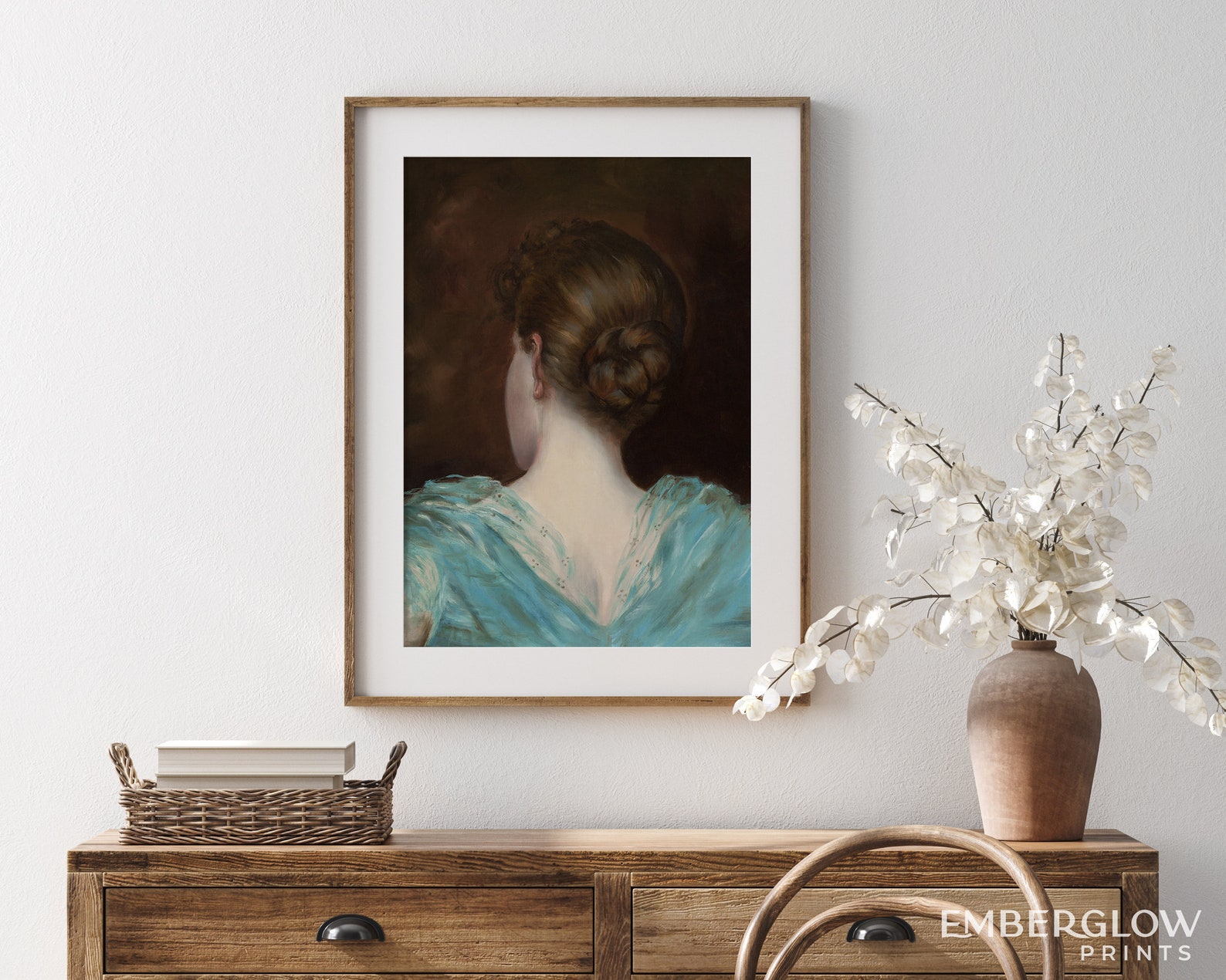 Back of Womans Head / Moody Victorian Hair Bun Blue Dress / Vintage ...