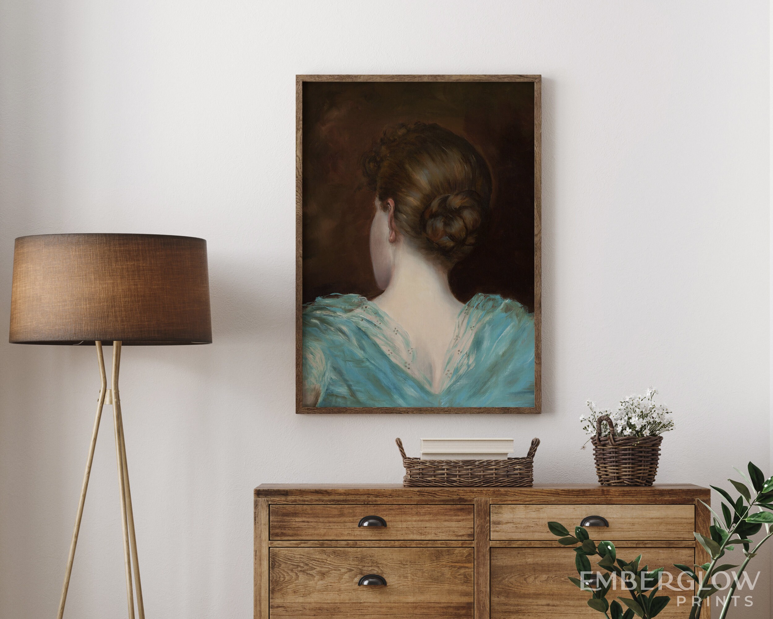Back of Womans Head / Moody Victorian Hair Bun Blue Dress / Vintage ...