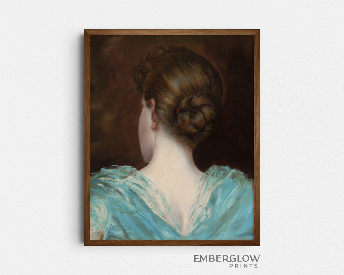 Back of Womans Head / Moody Victorian Hair Bun Blue Dress / Vintage ...