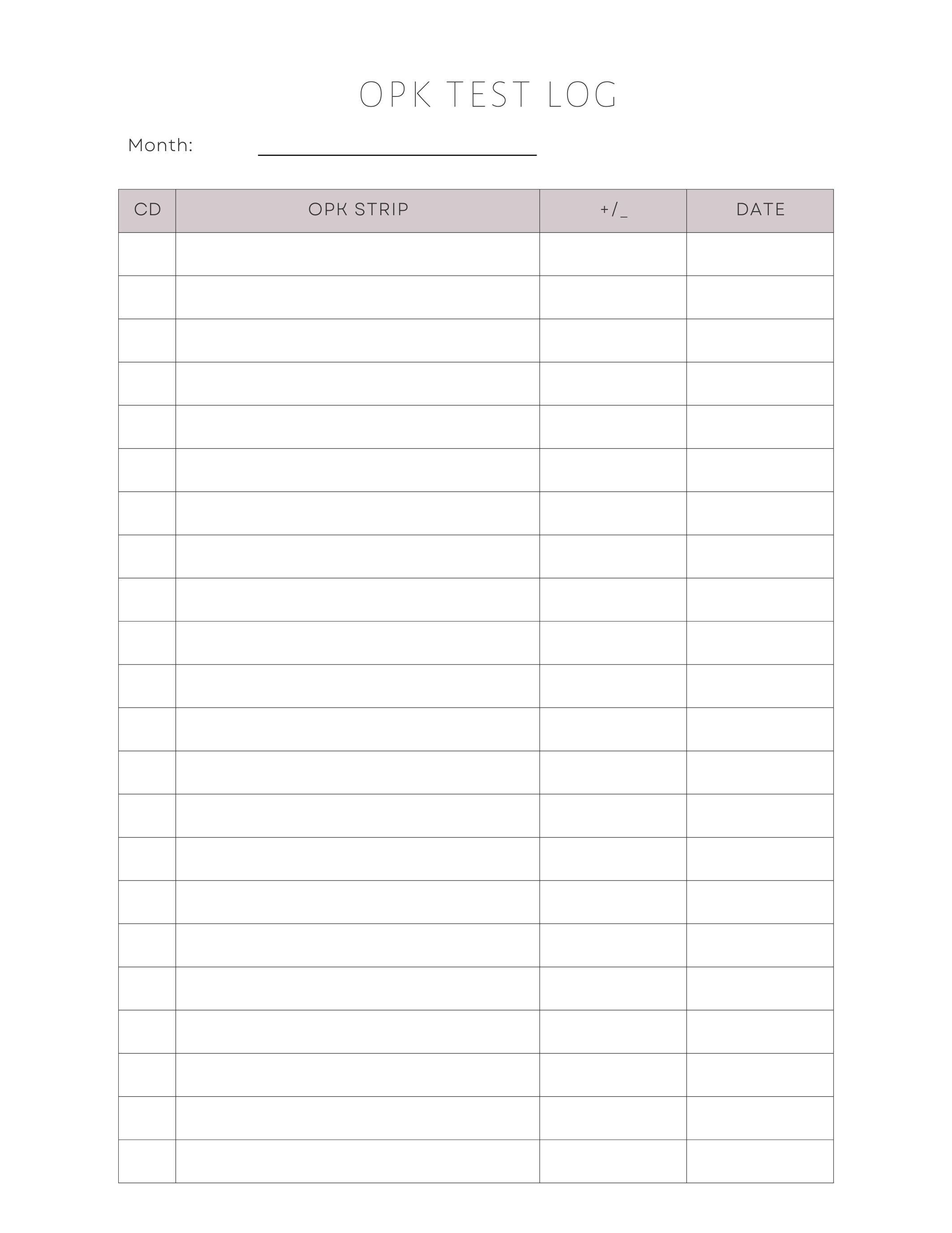 Printable OPK Test Strip Log - Etsy