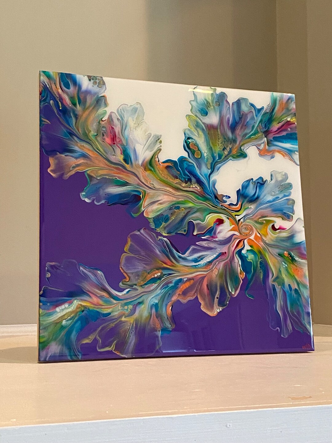 Light Violet, White & Iridescent Colors Original Abstract Art, “mystic ...