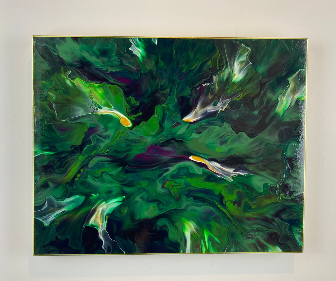 Forest Inspired Green Abstract Art, “floresta” Fluid Acrylic Painting ...