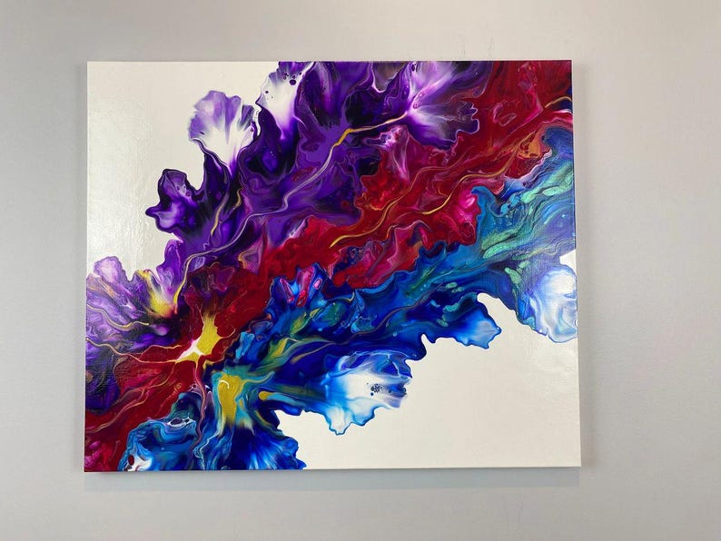Red, Blue and Purple Original Abstract Art, “fire, Ice & Lightning ...