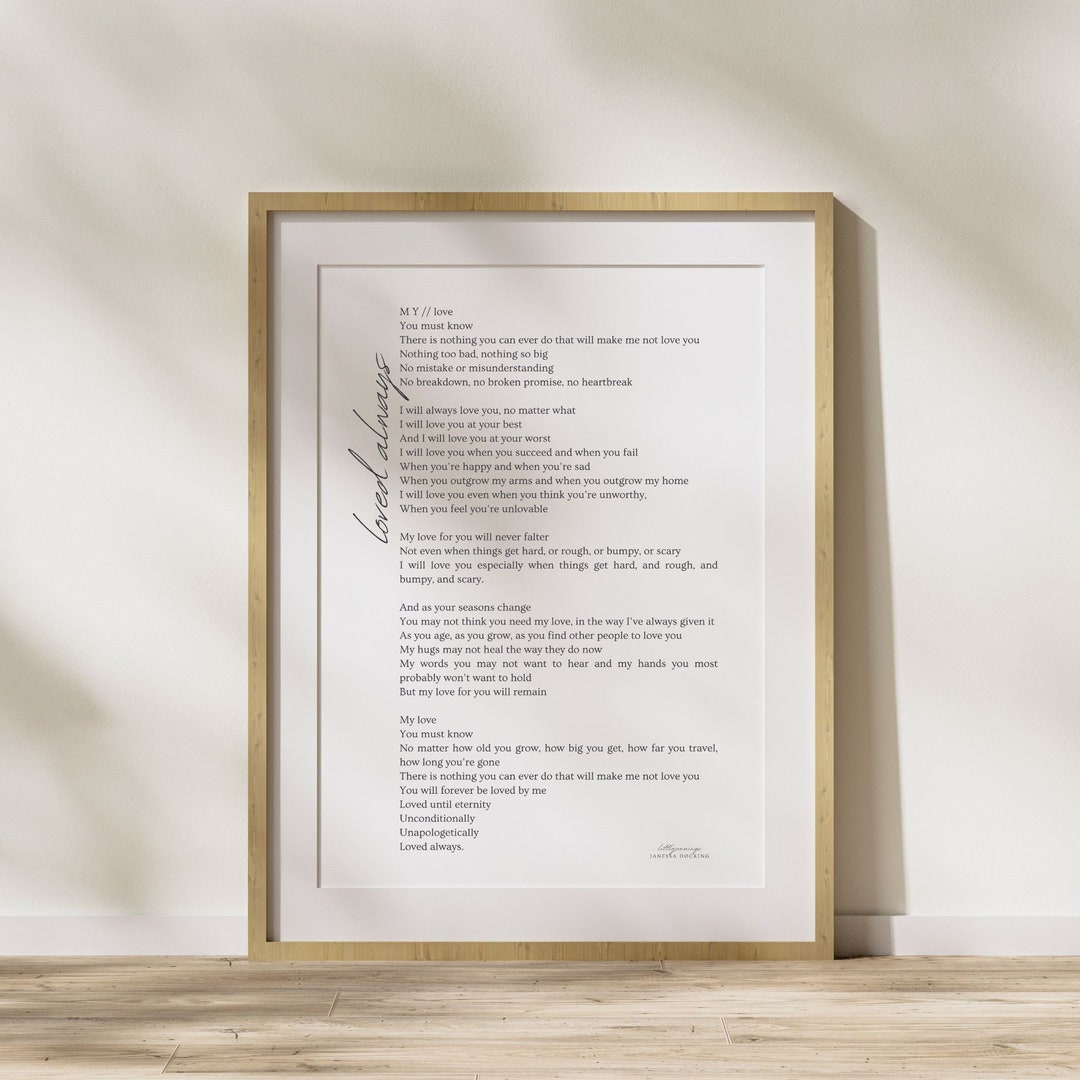 Loved Always. A Promise Poem to Your Child. - Etsy