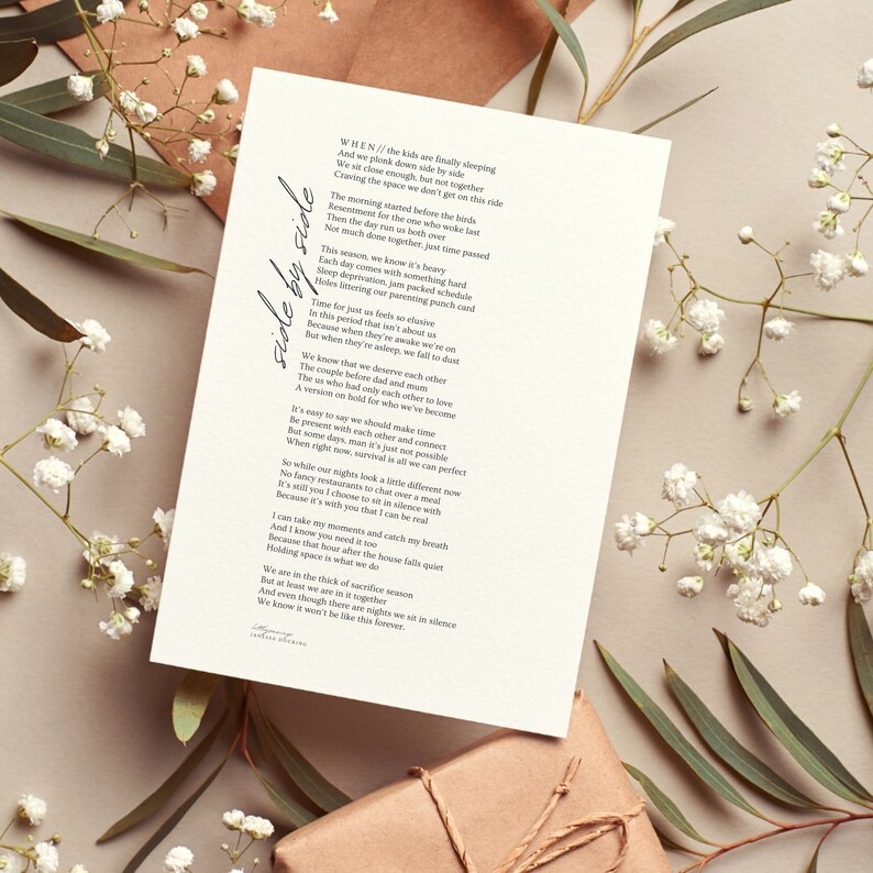 Side by Side. A Love Poem for Parents. - Etsy